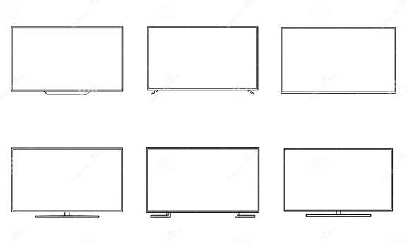 TV Screens Wireframe Outline Icons Stock Vector - Illustration of ...