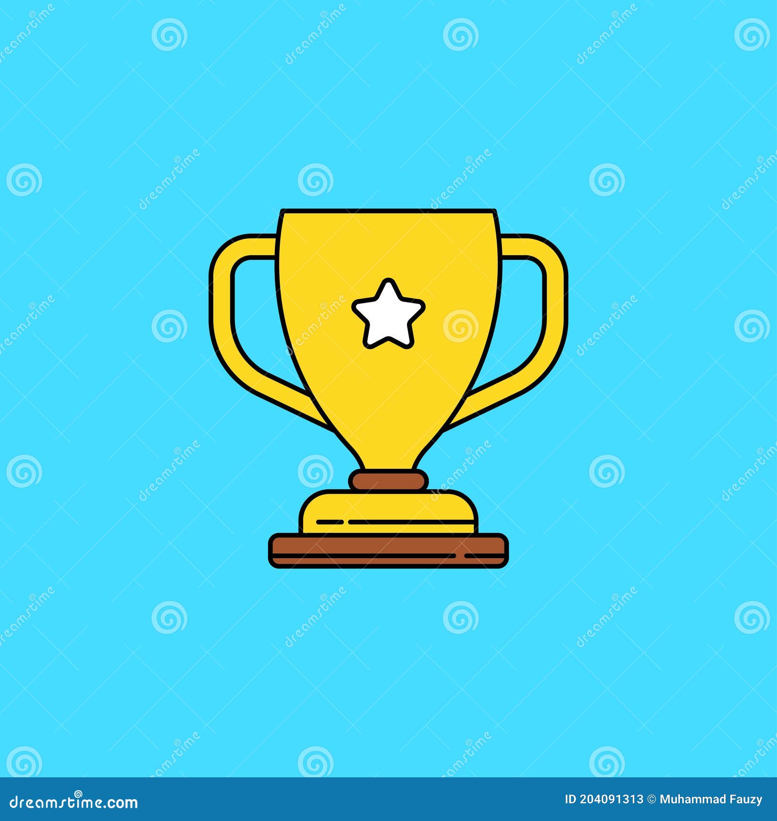 Simple Trophy Vector Illustration Isolated on Blue Background Stock ...