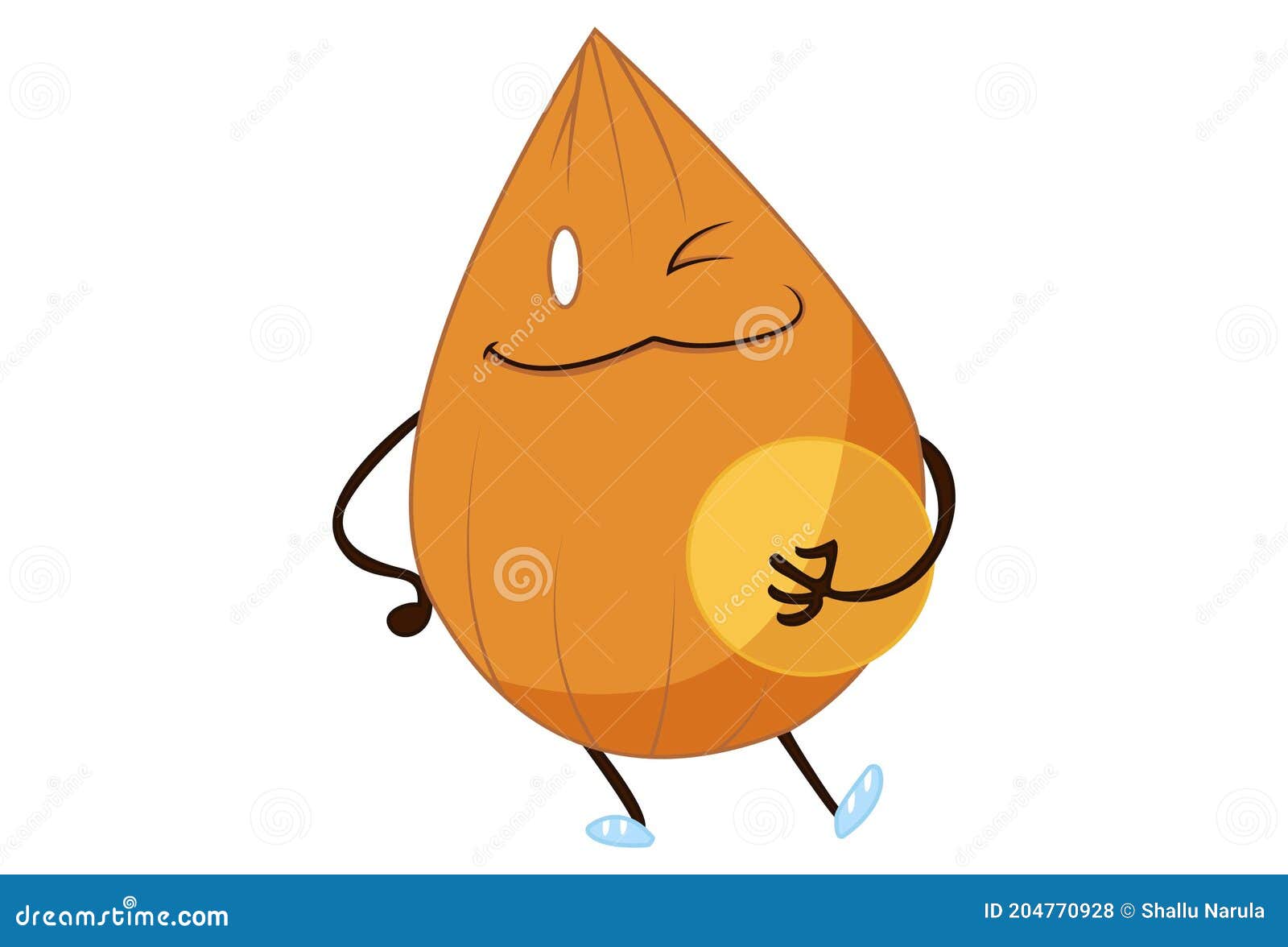 Vector Cartoon Illustration of Cute Almond Stock Vector - Illustration ...