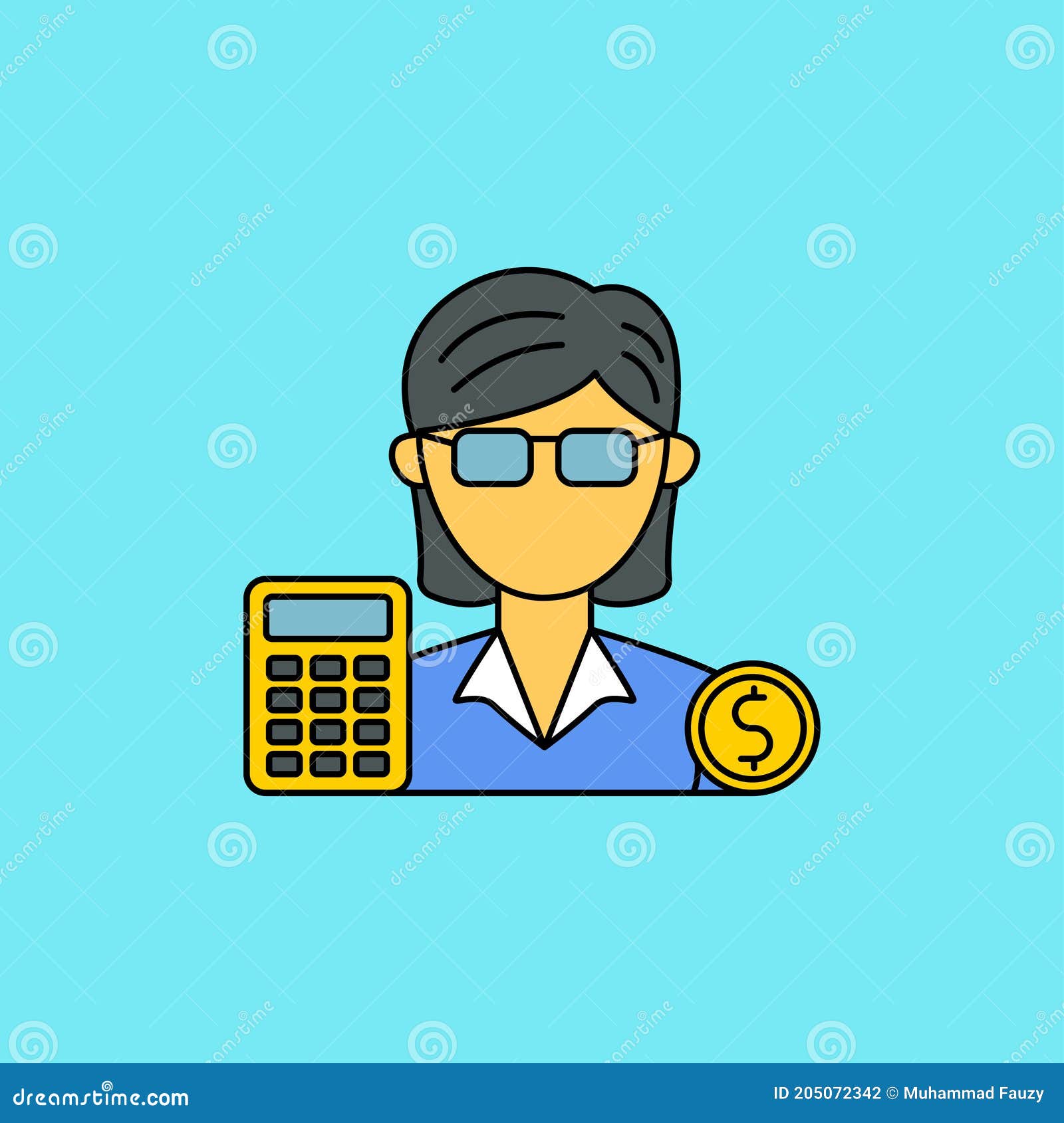 Simple Female Accountant Avatar Vector Illustration Stock Vector ...