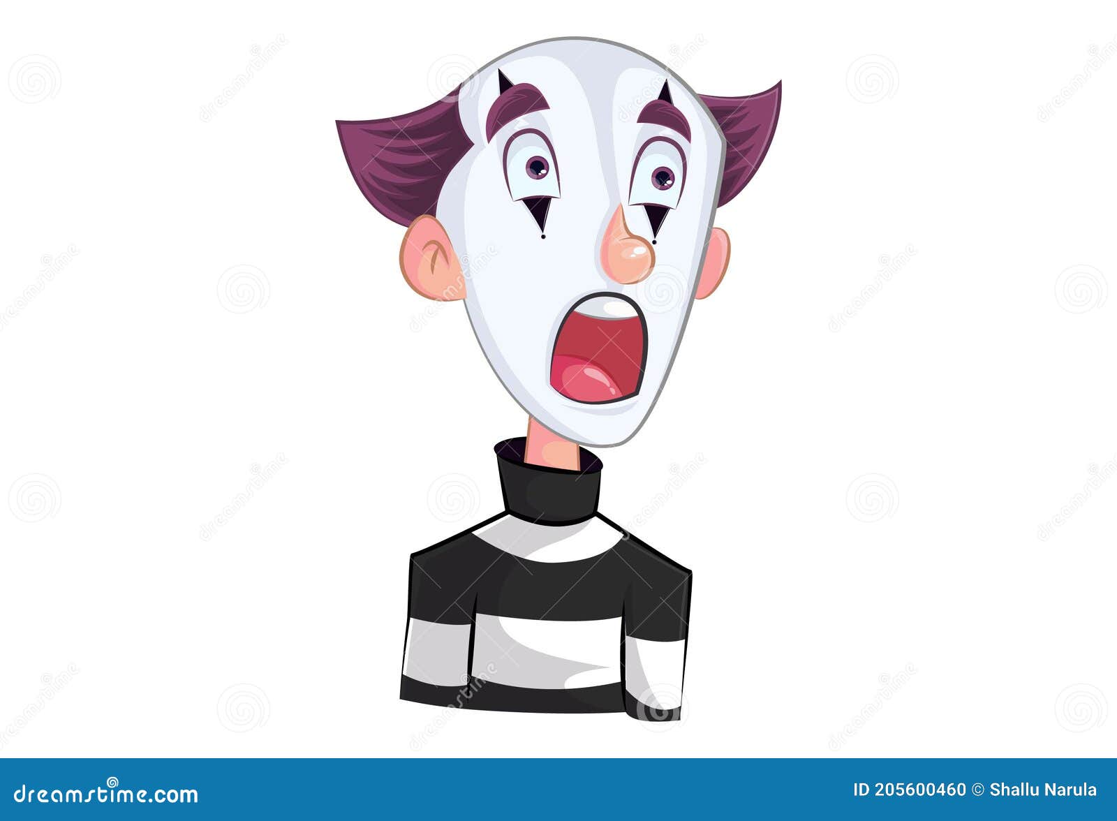Mime Angry. Pantomime Evil. Mimic Aggressive. Vector Illustration ...