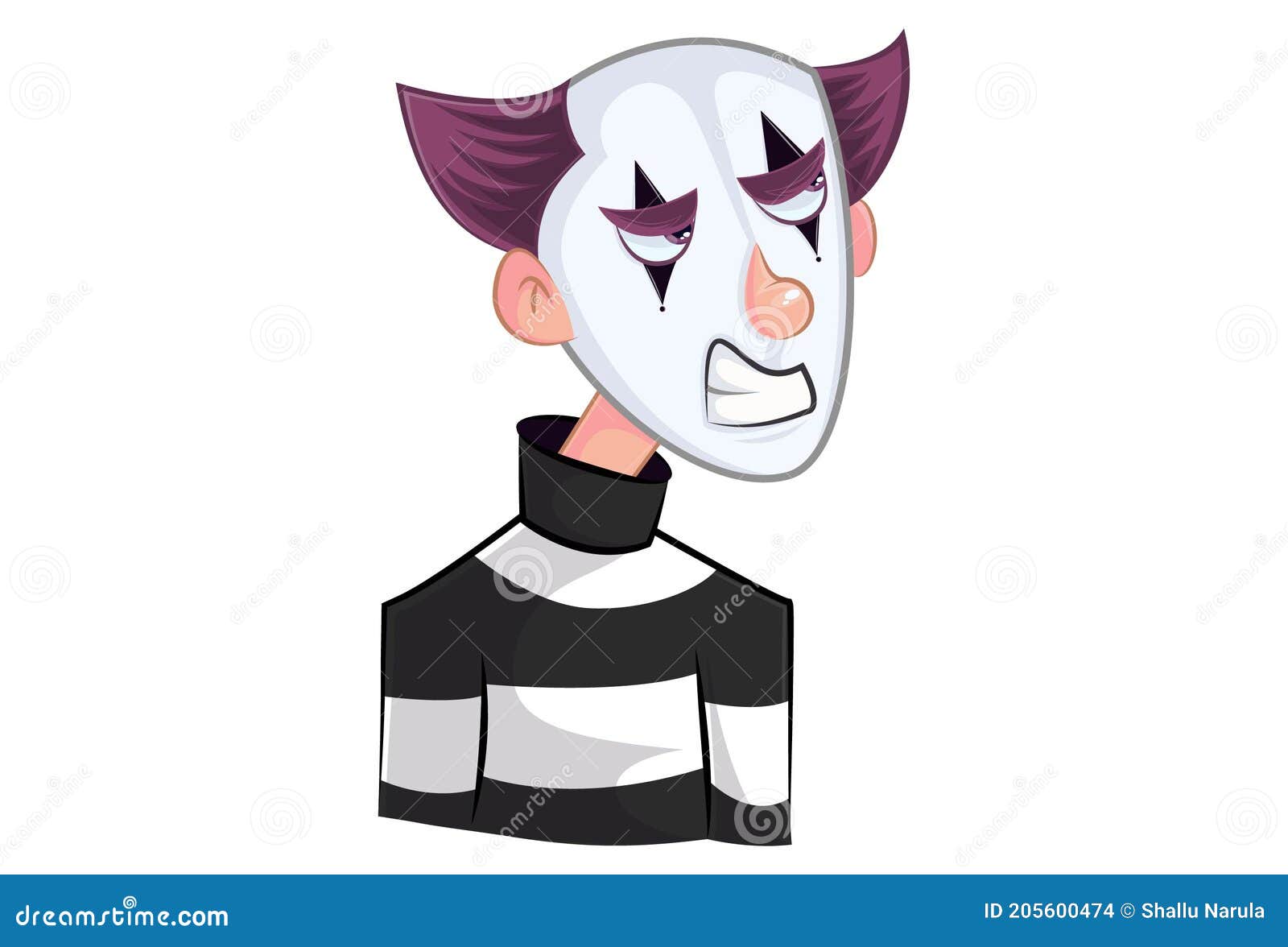 Mime Angry. Pantomime Evil. Mimic Aggressive. Vector Illustration ...