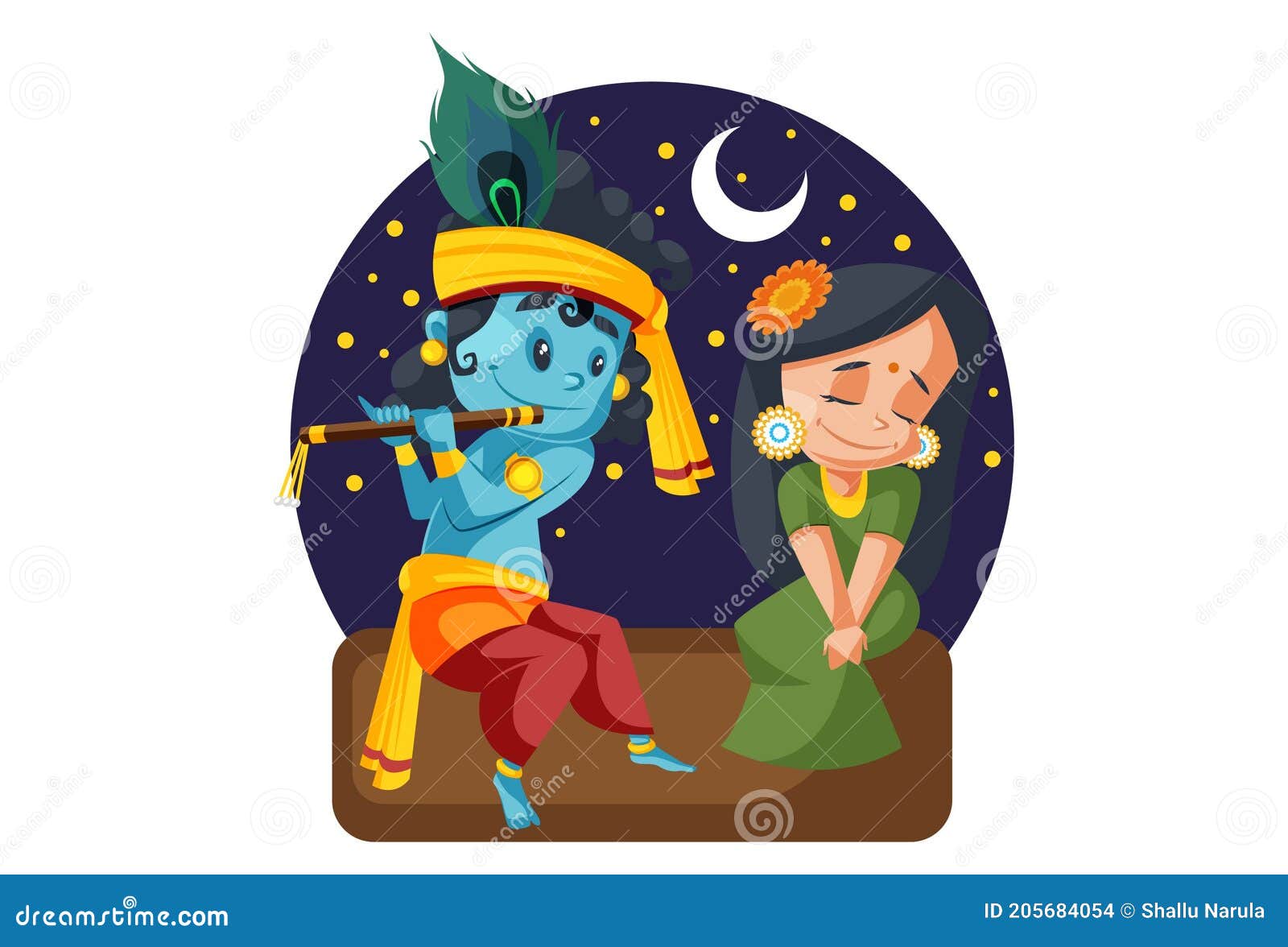 Vector Graphic Illustration of Lord Krishna and Radha Stock Vector ...