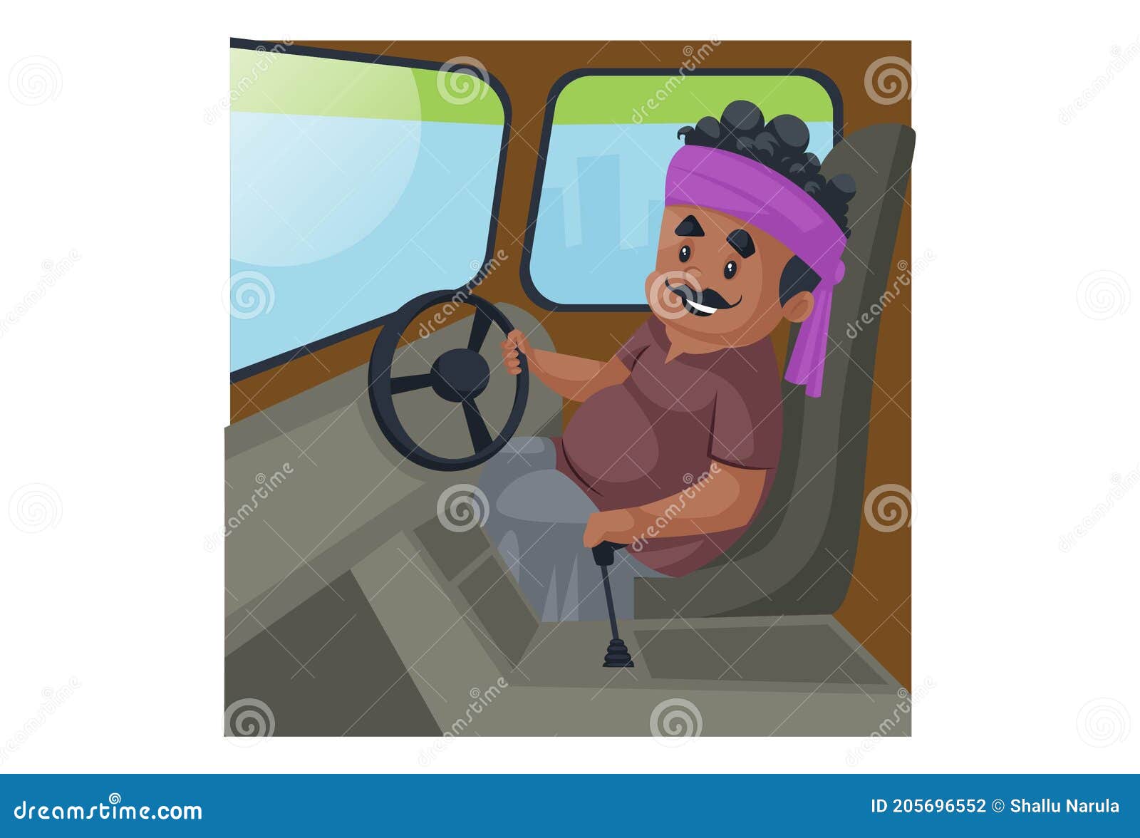 Vector Graphic Illustration of Truck Driver Stock Vector - Illustration ...