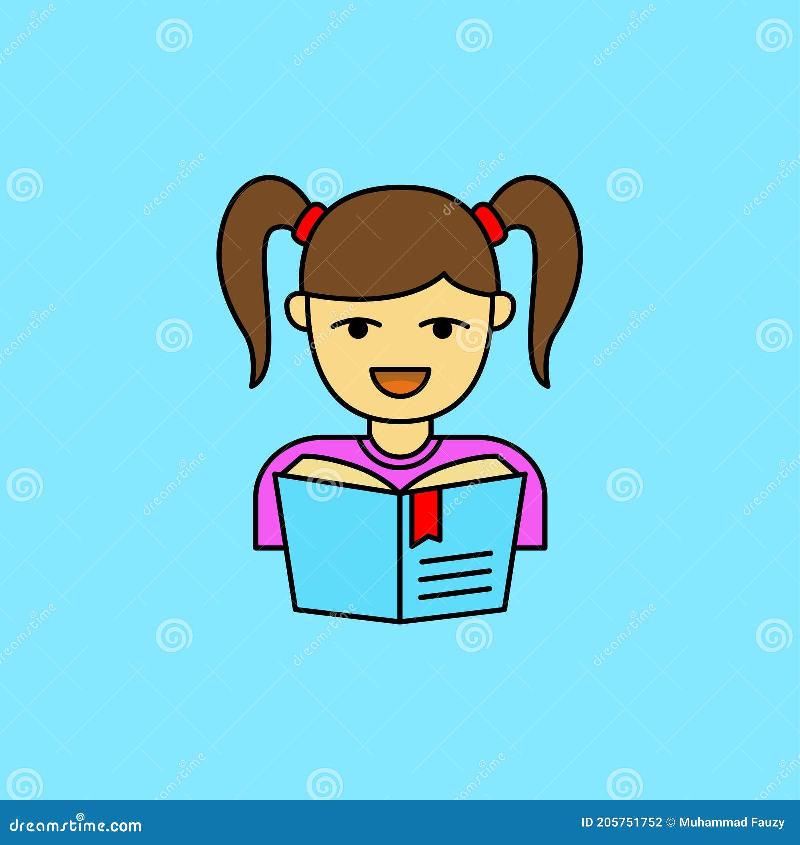 Simple Girl Avatar Vector Illustration Isolated On Green Background ...