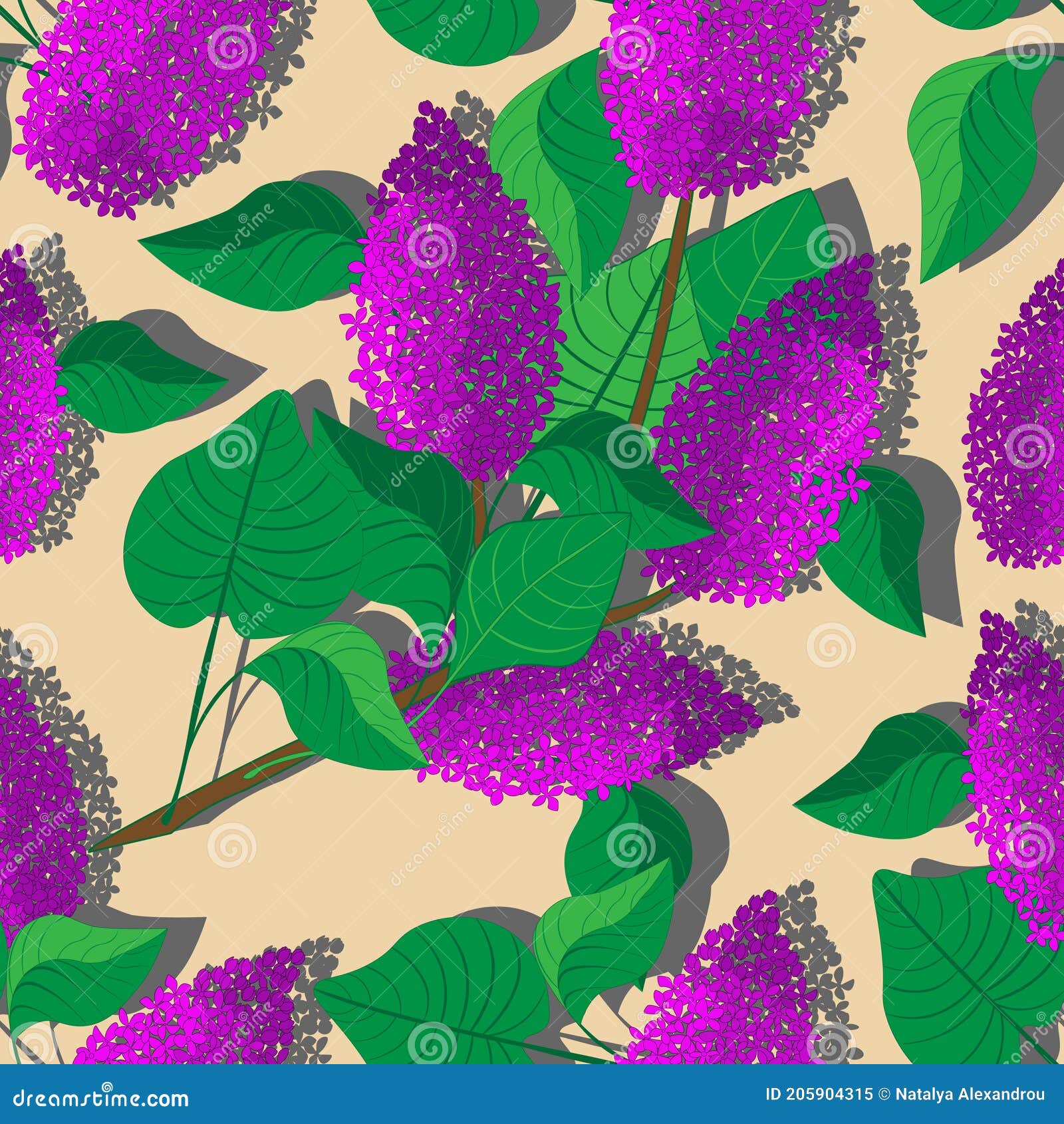 Seamless Floral Pattern with Lilac Flowers. Vector Stock Vector ...