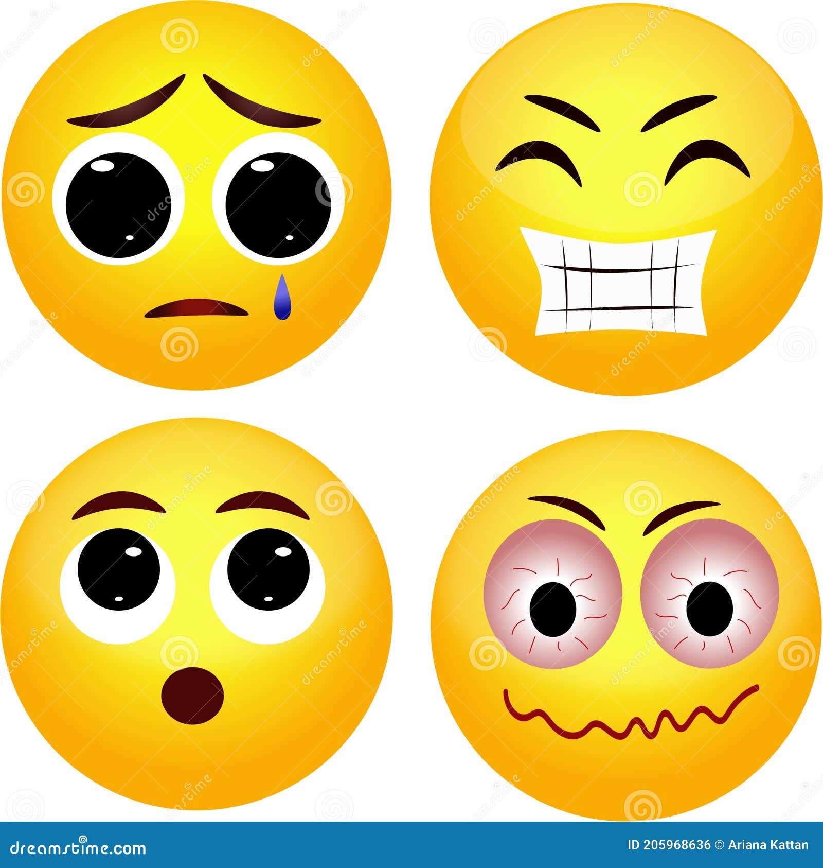 Emoji Set Funny Face Tired Face Sad Face Stock Illustration ...