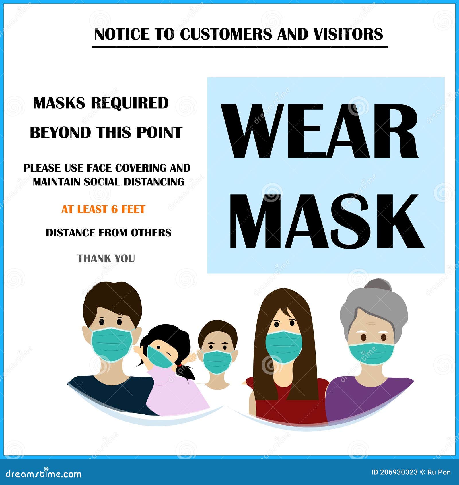 Wear Face Mask Notice. Wear Face Mask Sign and Symbol Vector. Please ...