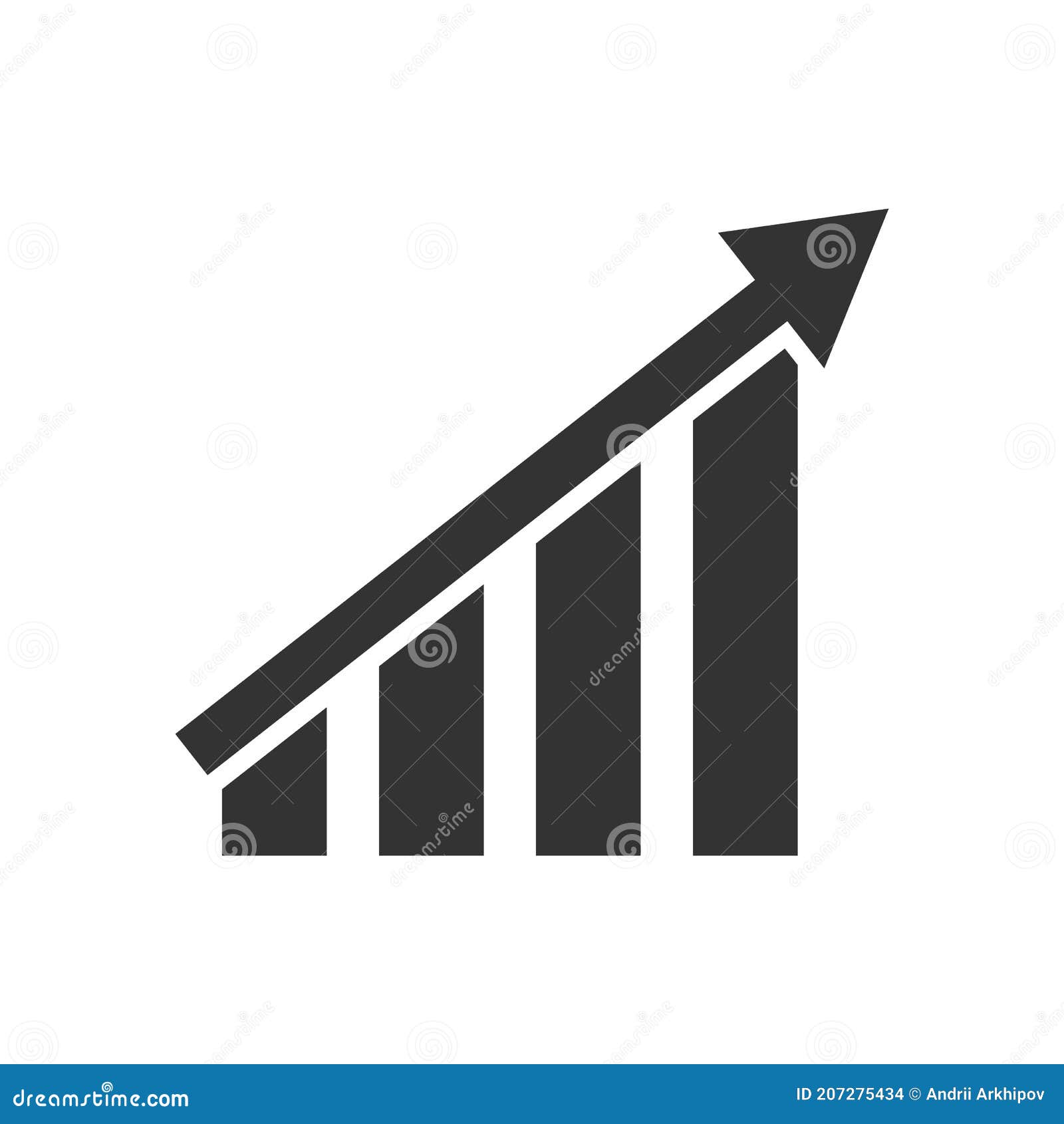 Vector Growing Bar Graph Flat Icon Isolated on a White Background ...