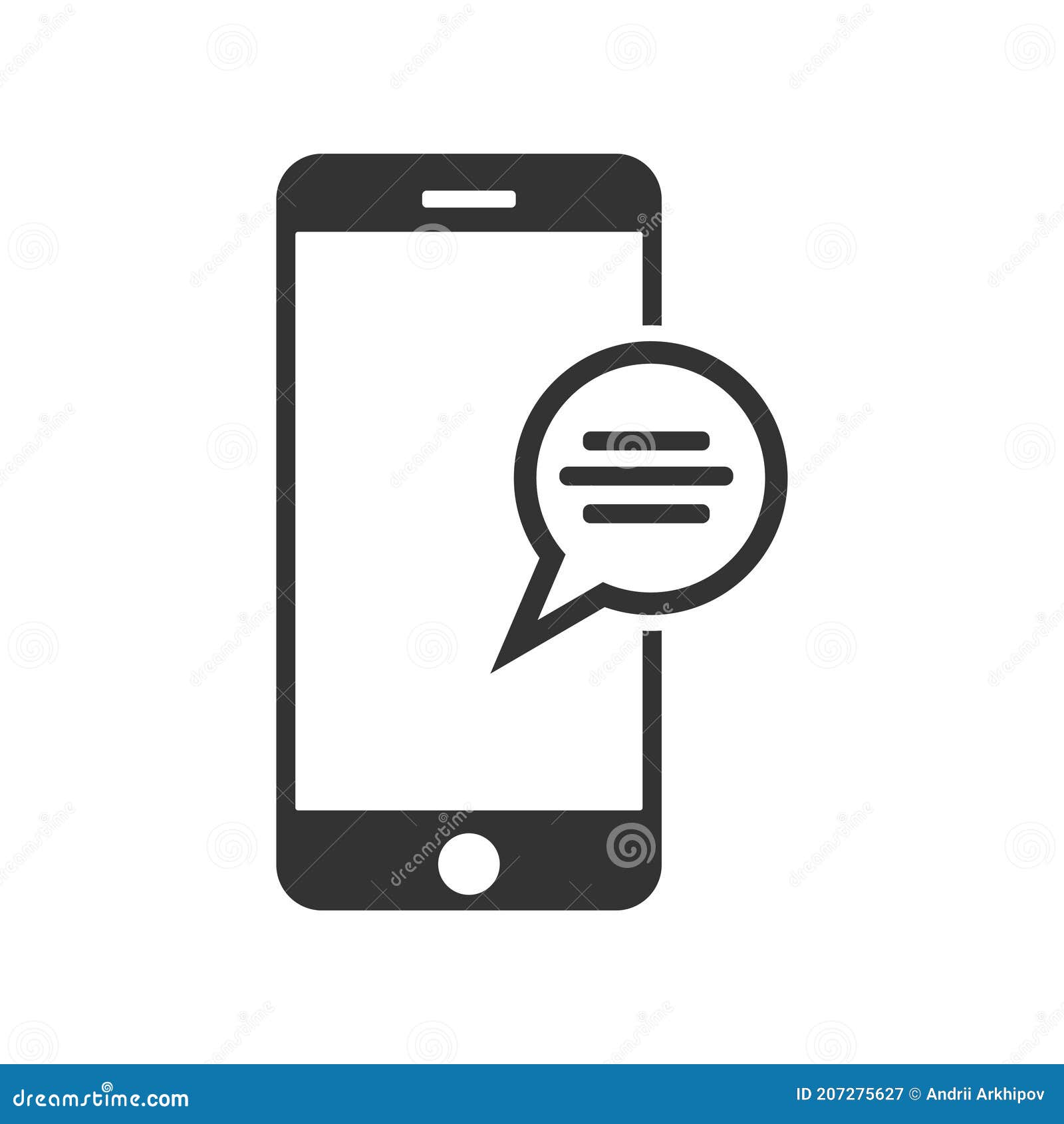 Vector Phone Message Icon Design. Phone Message Icon Flat Modern Style ...