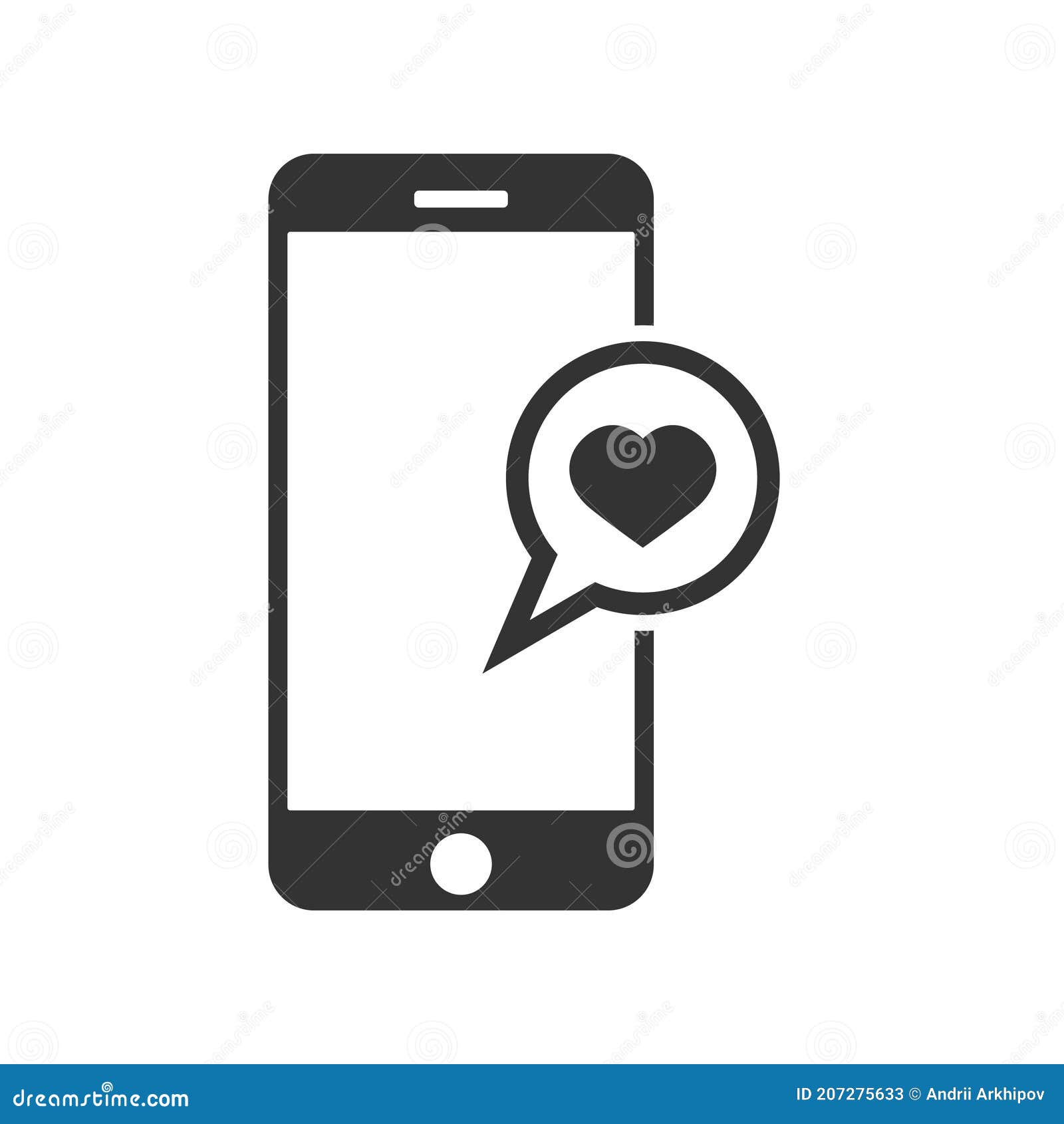 Vector Phone Message with Heart Icon Design. Phone Message Icon Flat ...