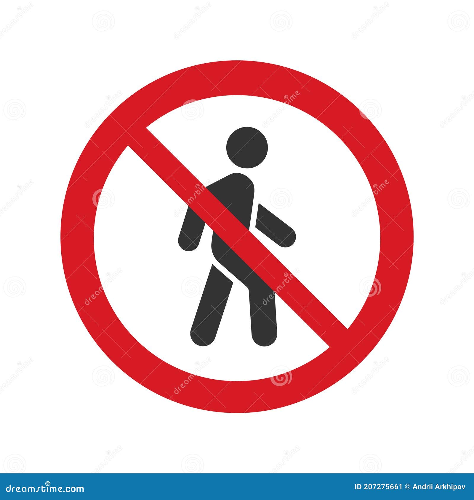 No Walk Vector Icon Access for Pedestrians Prohibition Sign. No ...
