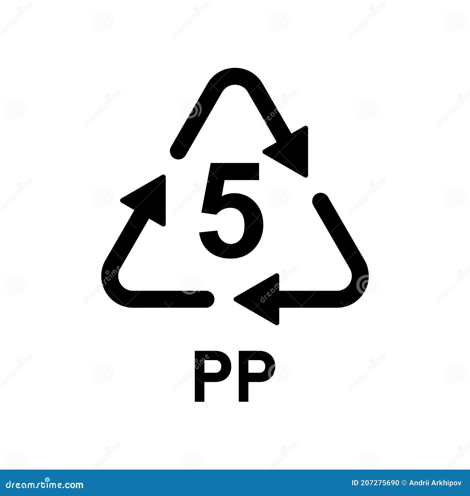Plastic Recycle Symbol PP 5 Vector Icon. Plastic Recycling Code PP 5 ...
