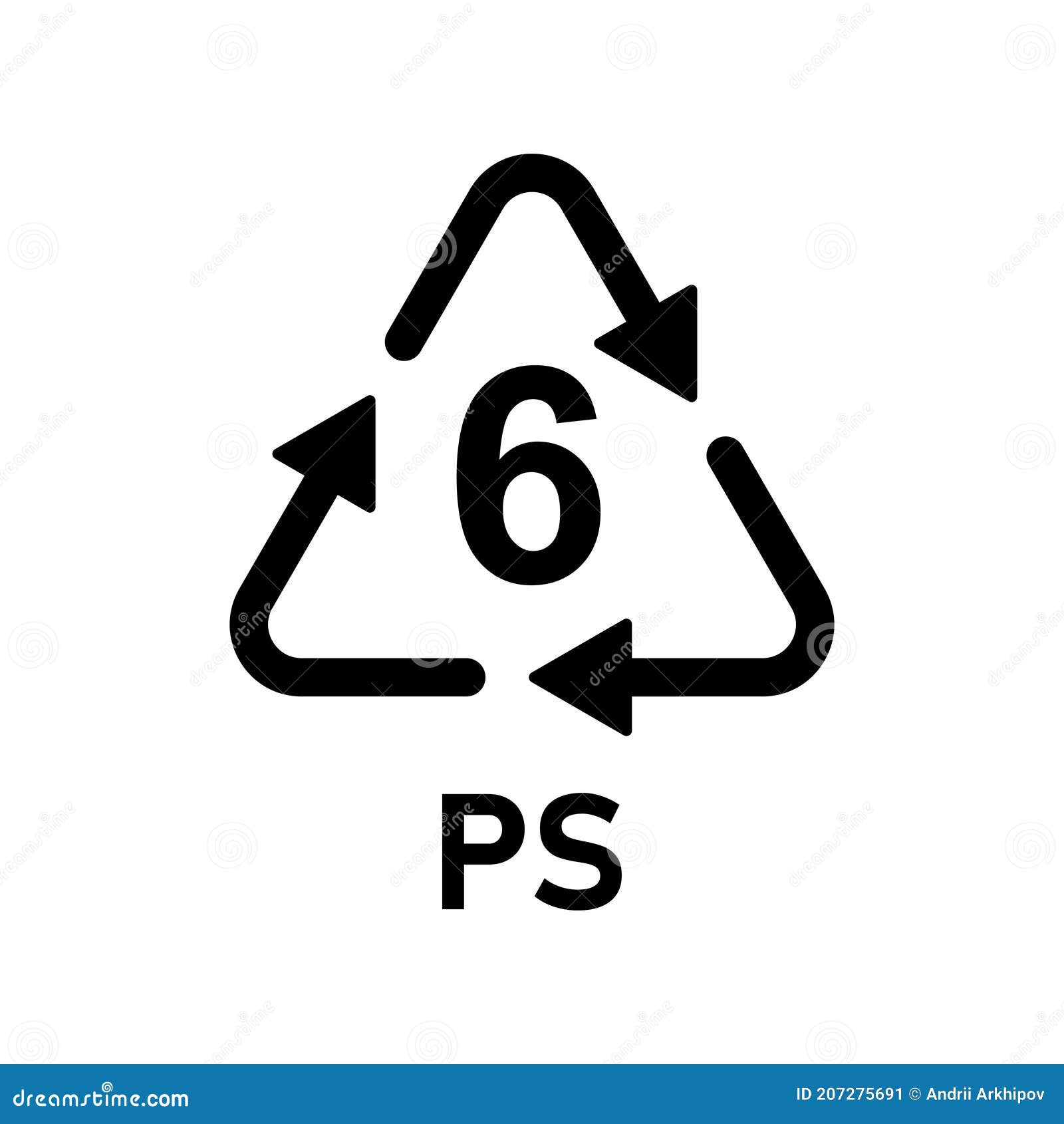 Plastic Recycle Symbol PS 6 Vector Icon. Plastic Recycling Code PS 6 ...