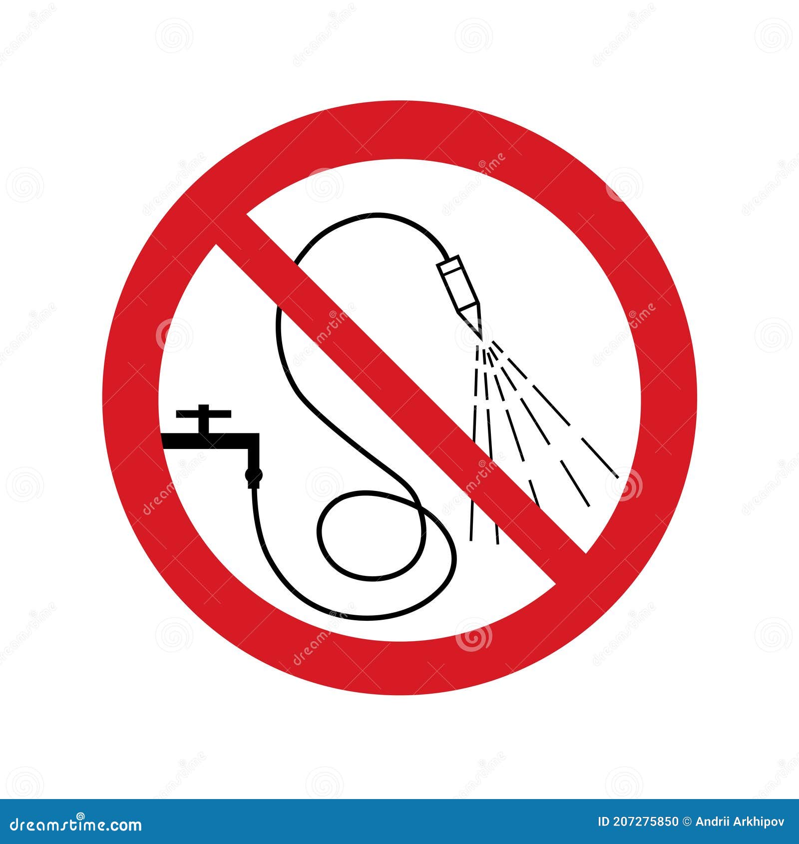 Vector Illustration Do Not Spray With Water Prohibition Sign. Vector ...