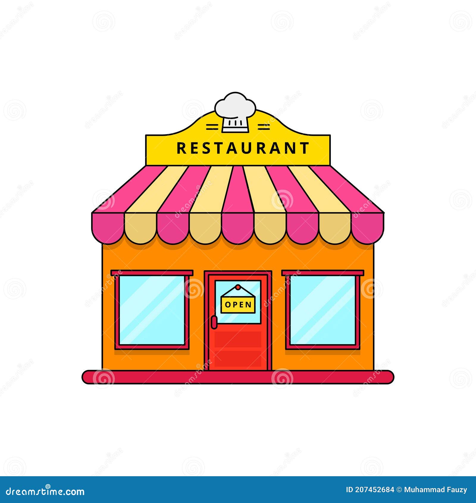 Small Restaurant Building Vector Illustration Isolated on White ...