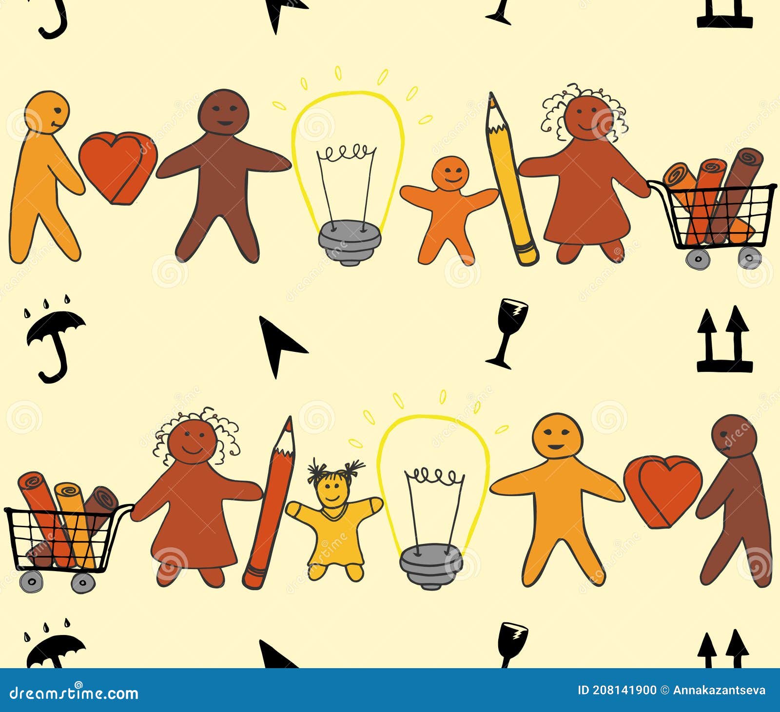 Family Creative Seamless Pattern. Pattern for Package. Stock ...