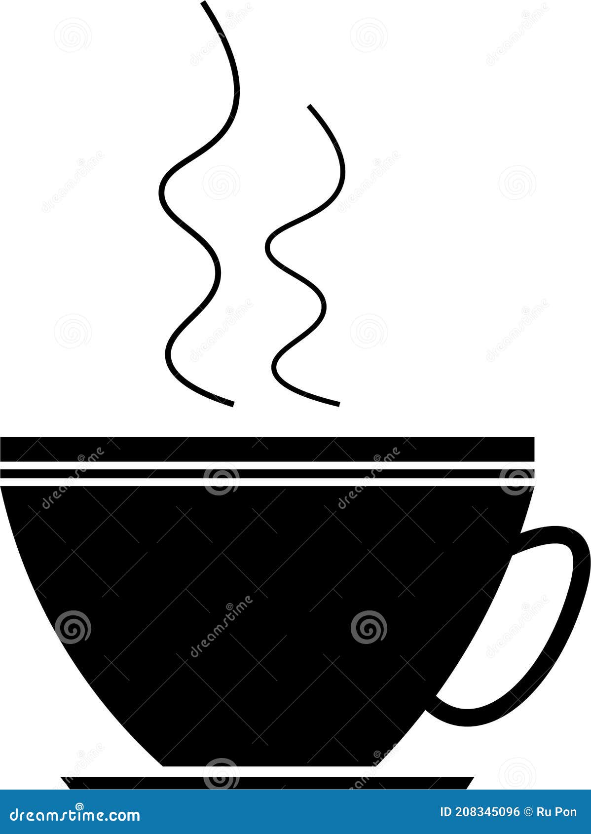 A Cup of Coffee with Smoke Vector. Cup of Coffee Cartoon. Drawing of ...