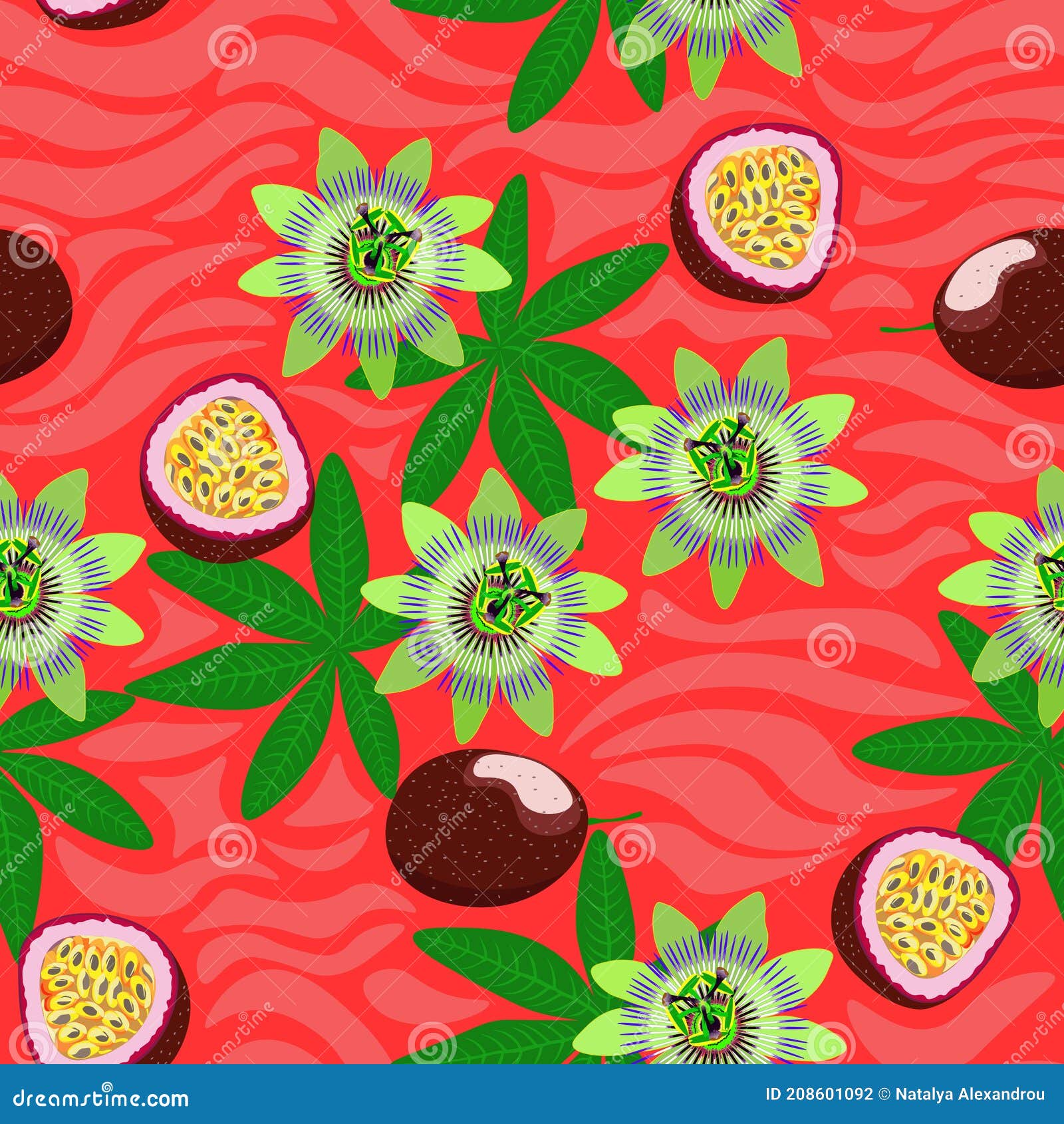 Seamless Floral Pattern. Passion Flowers and Passion Fruit Stock Vector ...