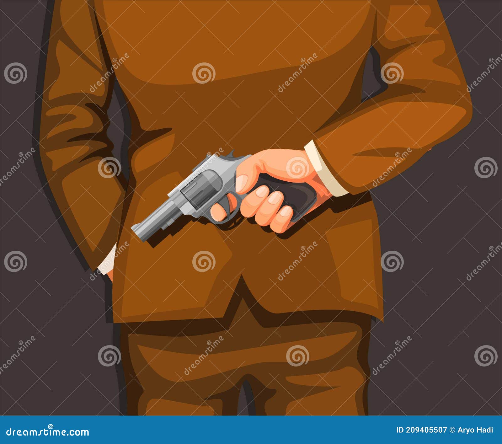 Man in Suit Holding Gun in Back. Killer Criminal Scene Concept ...