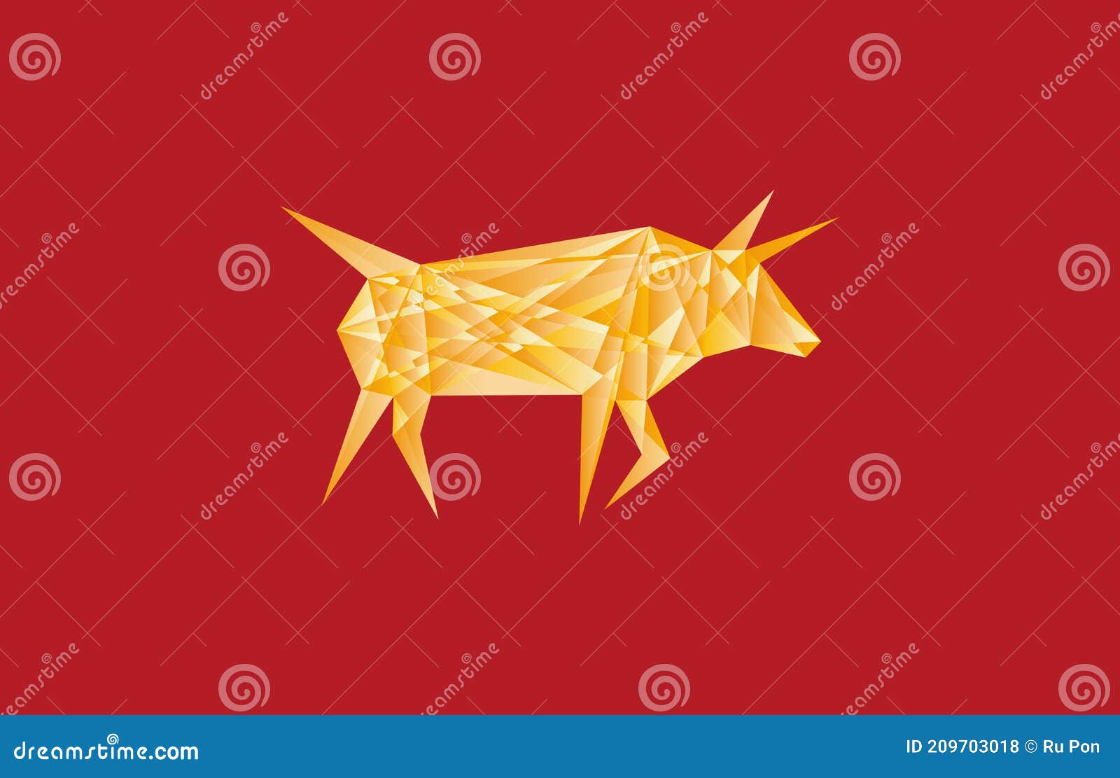 Gold Cow Polygon. the Isolated Cow in Yellow Color Vector. the Year of ...