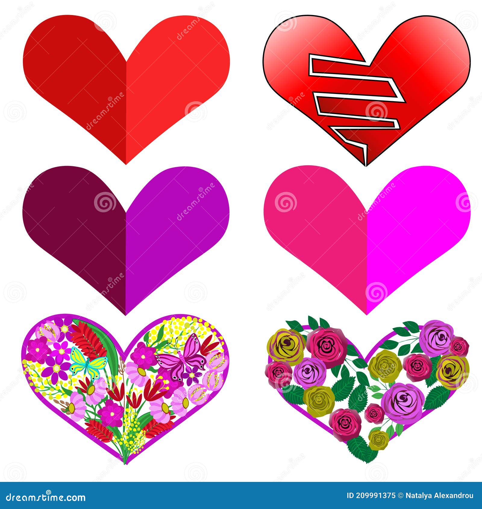Clip Art, Vector, Different Colourful Hearts. Stock Vector ...
