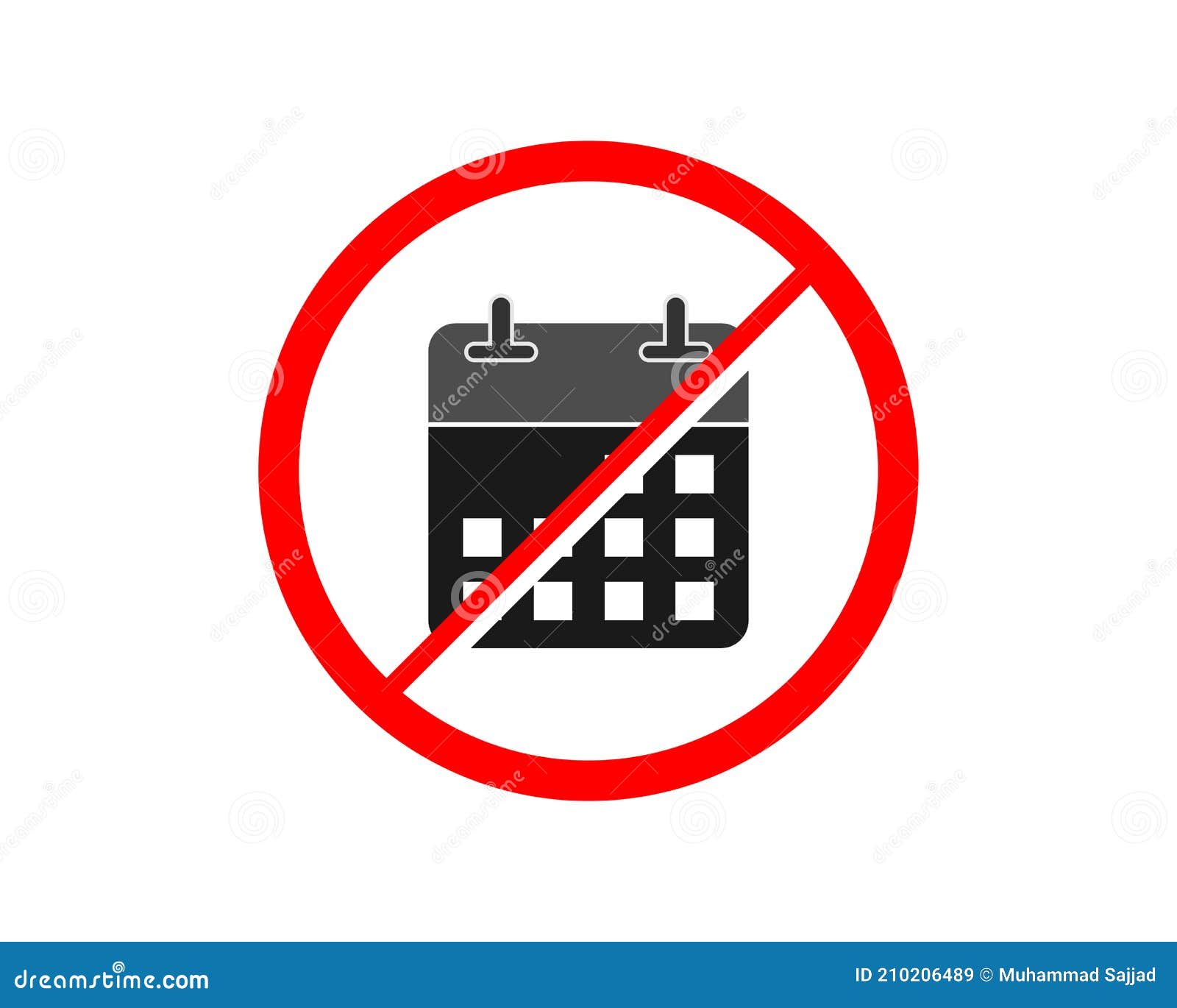 No Calendar Icon Days Calendar is Prohibited Stock Vector ...