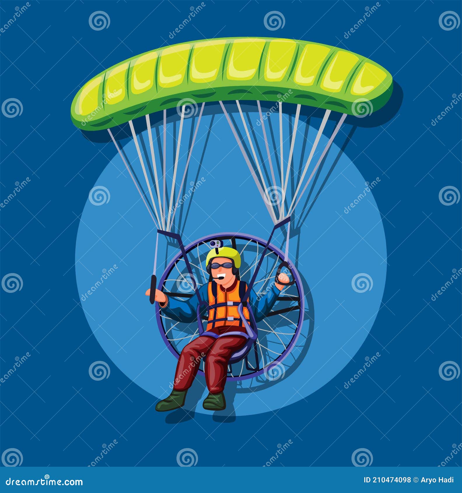 Powered Paragliding, Man Fly in Parachute with Engine Concept in ...
