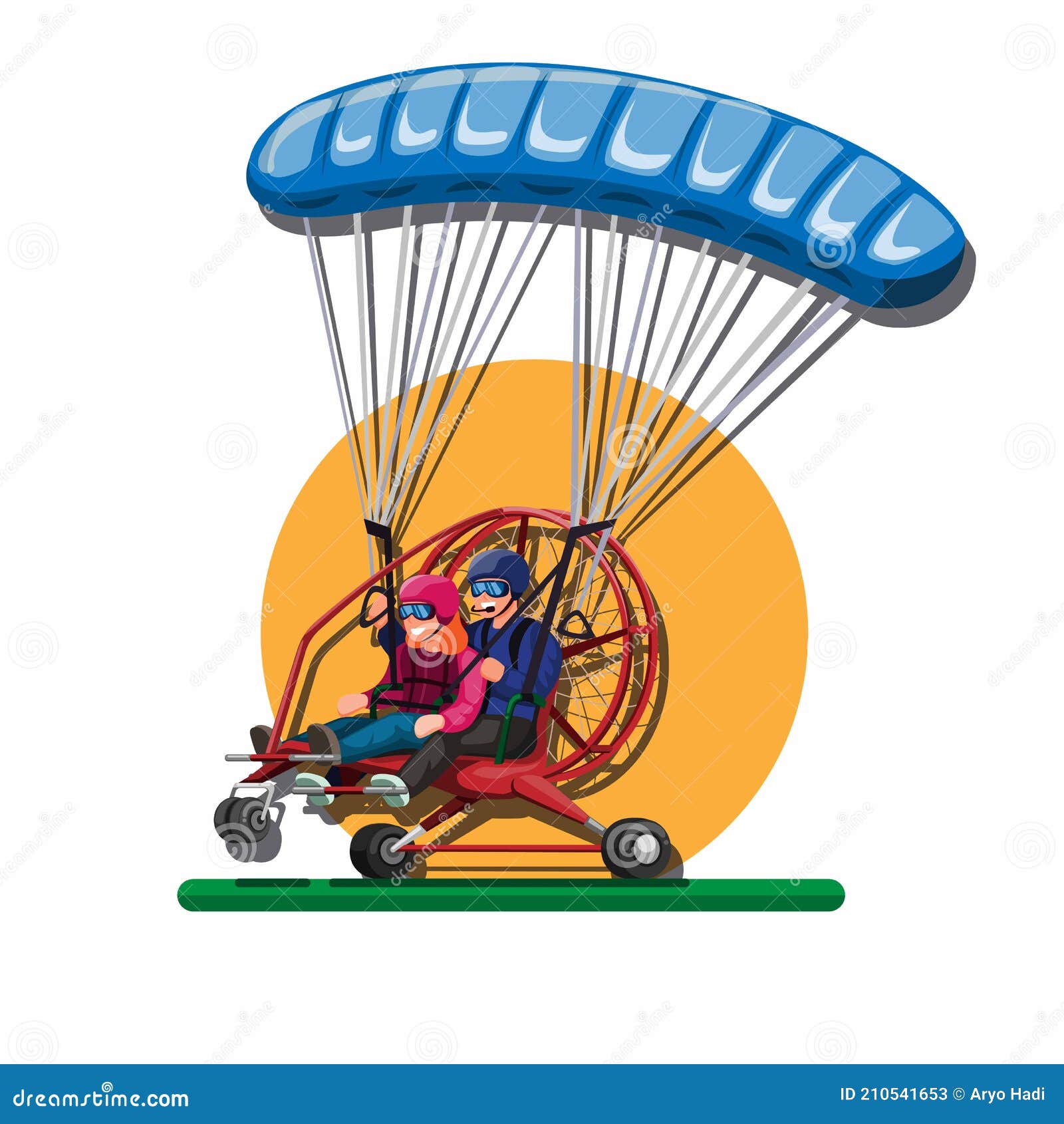 Man Paragliding On A Parachute. Parachutist Descending With A Parachute ...