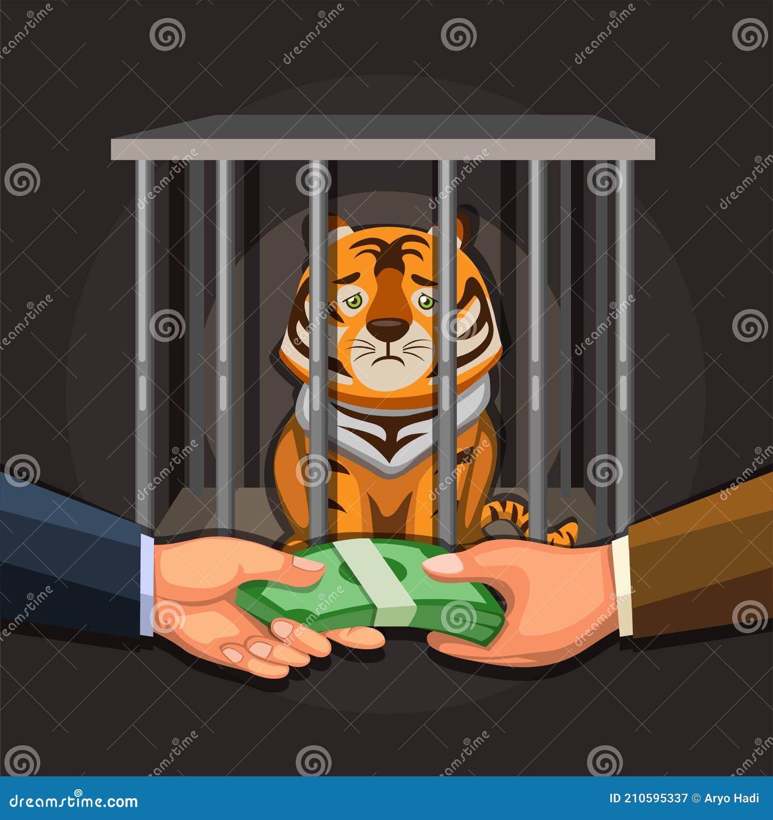 Wildlife Trade, Illegal Business People Selling Tiger Illustration ...