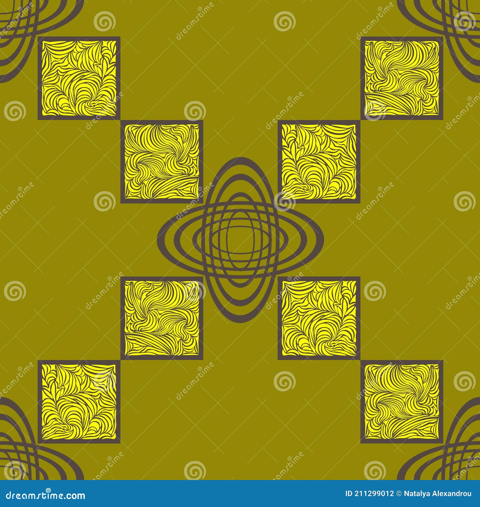 Seamless Pattern, Vector. Geometric Figures, Yellow and Grey Colour ...
