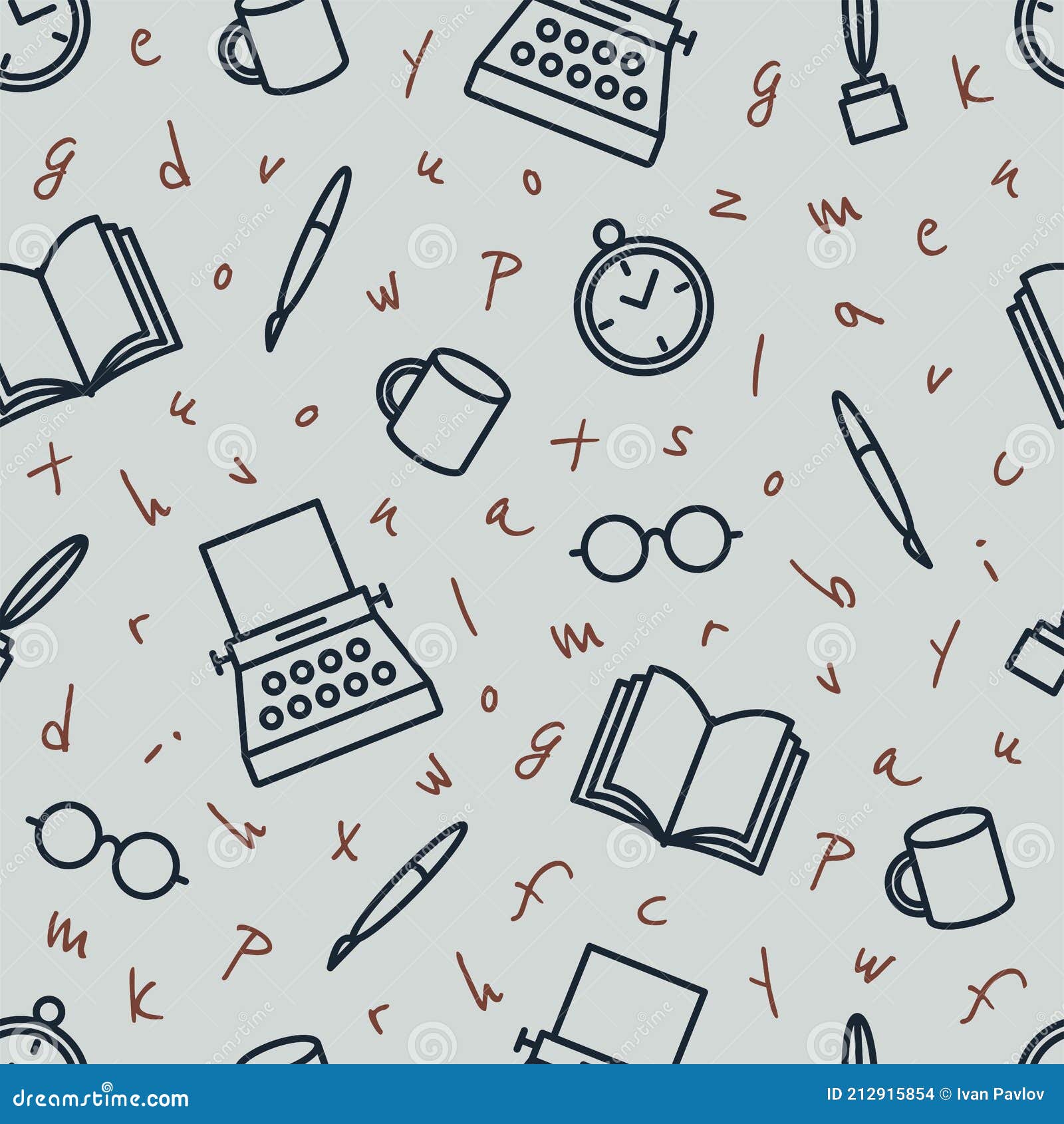 Creative Seamless Writer Pattern with Vector Shapes and Icons Stock ...