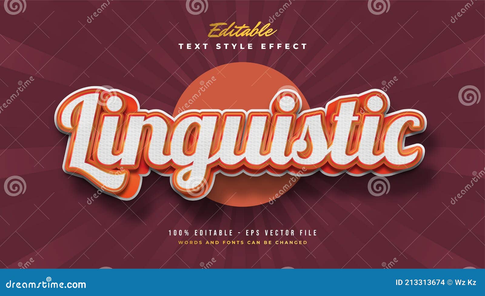 Linguistic Text Style in White and Orange with Vintage Style and ...