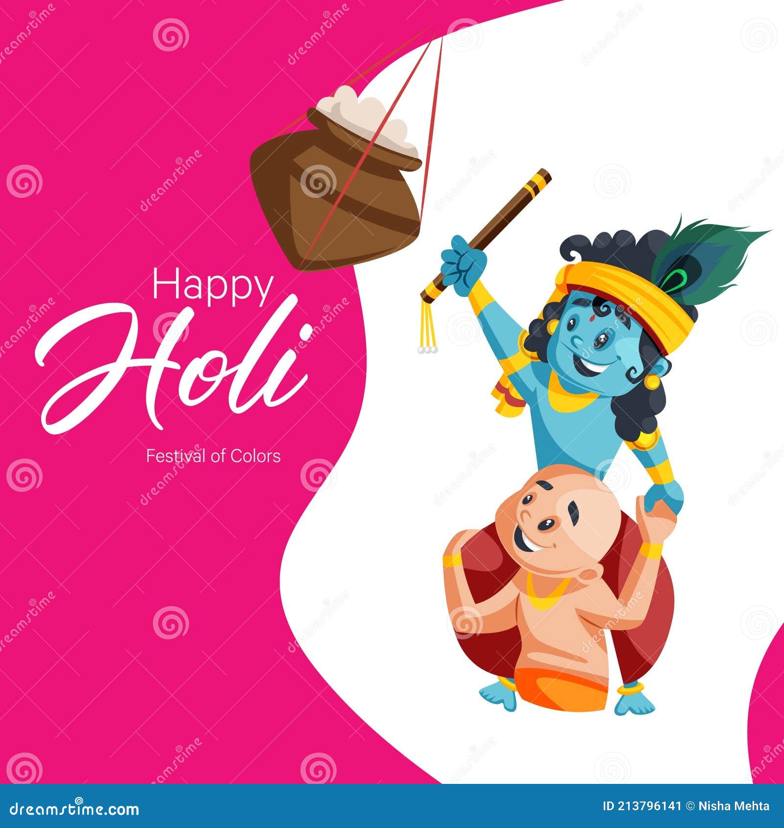 Holi Festival Banner Vector Illustration Stock Vector - Illustration of ...