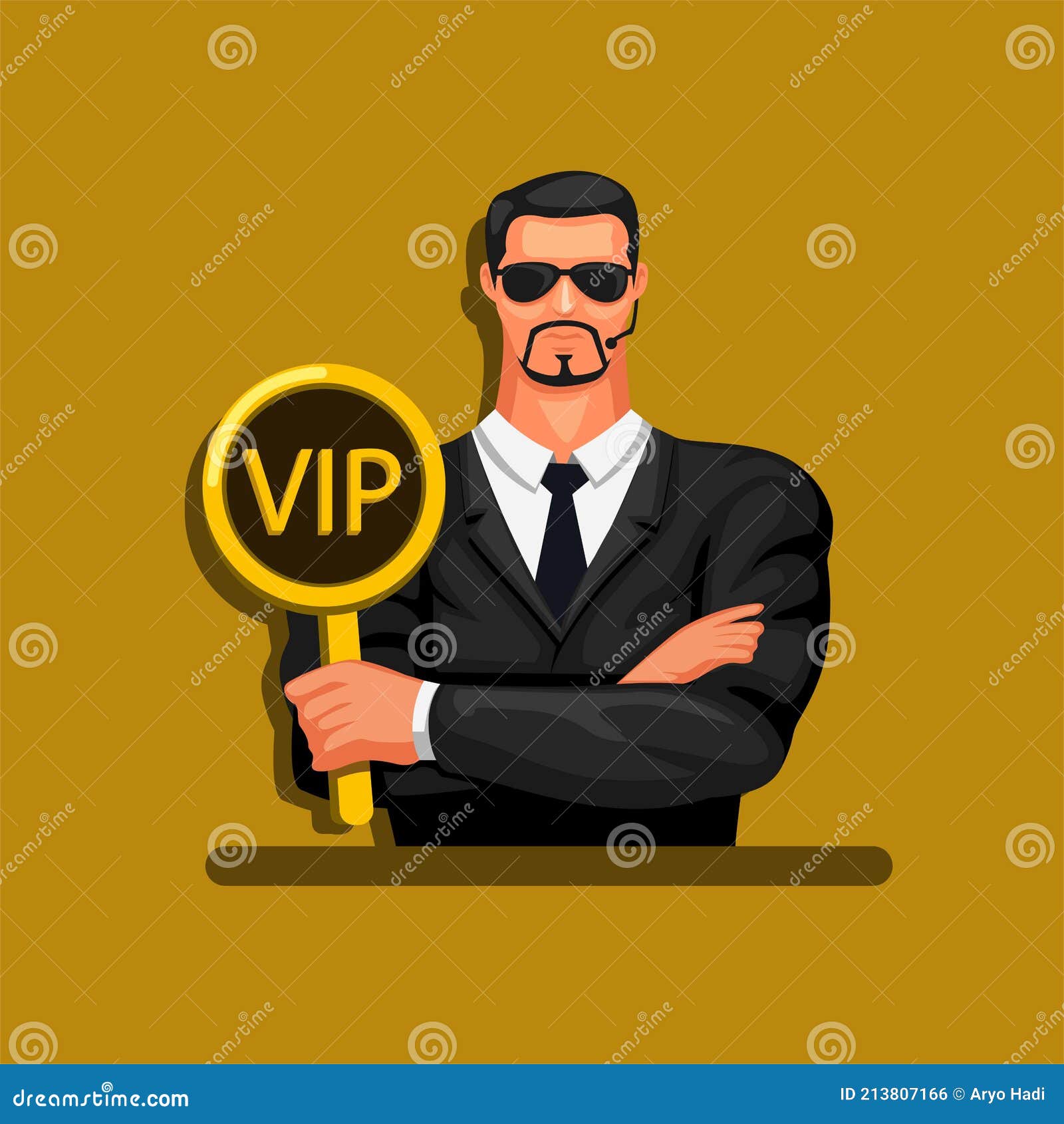 Man in Suit Holding VIP Sign. Exclusive Member Bodyguard Avatar Mascot ...