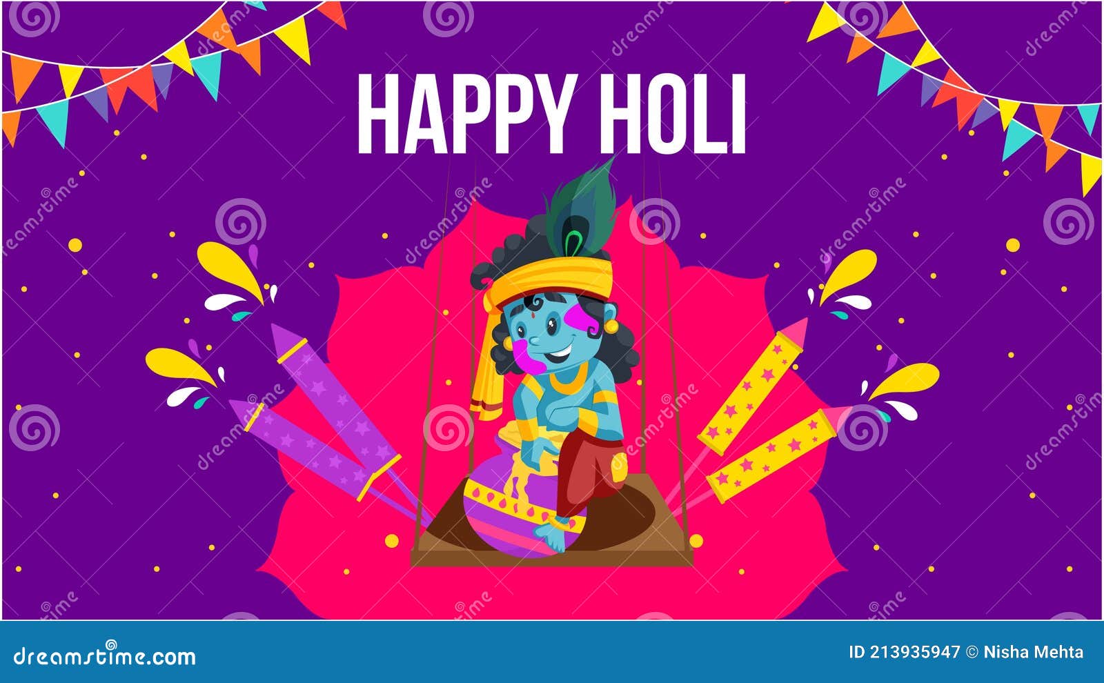 Holi Festival Banner Design Illustration Stock Vector - Illustration of ...