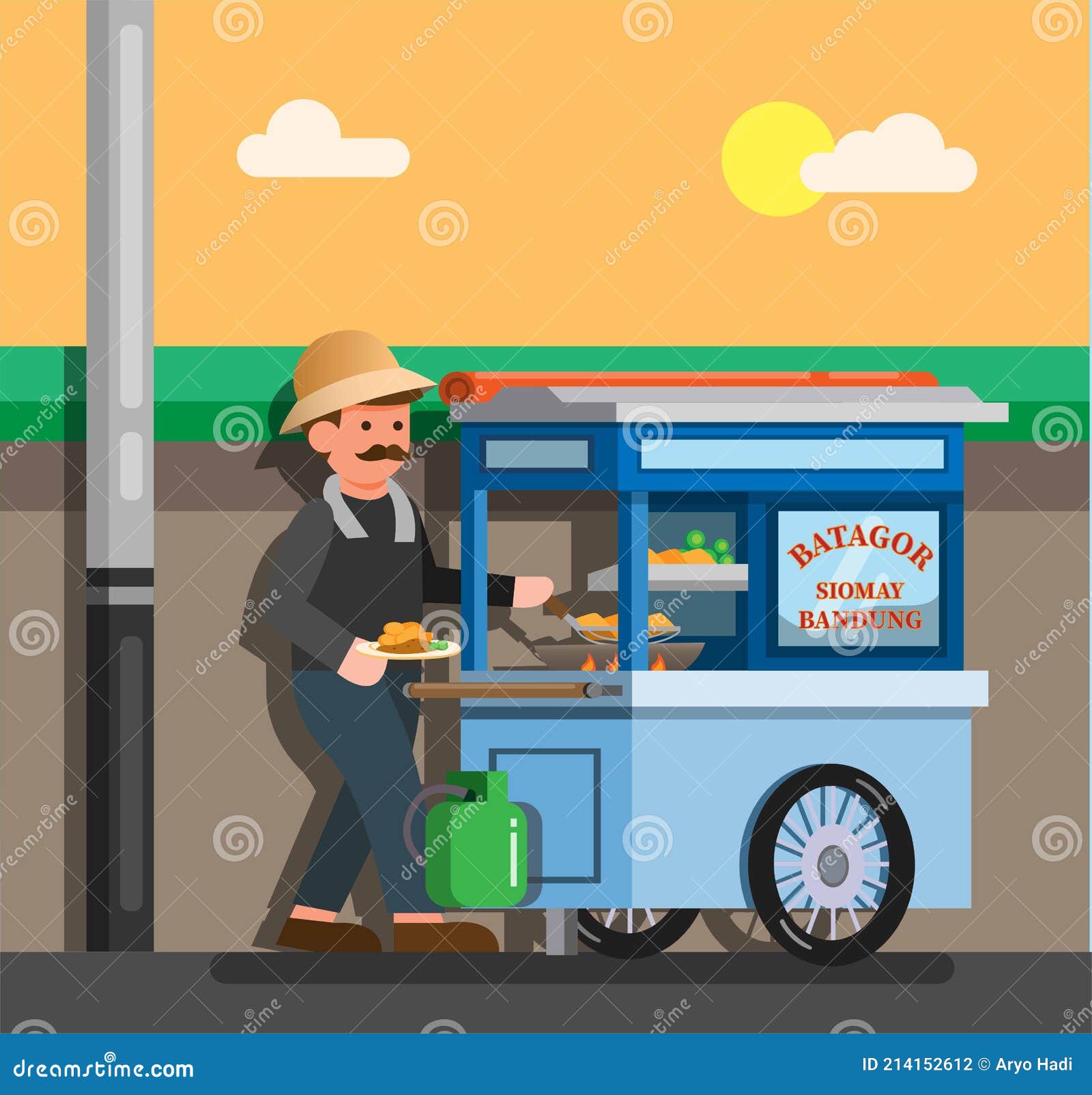 Gerobak Indonesia Food Stall Bakso Royalty-Free Illustration ...