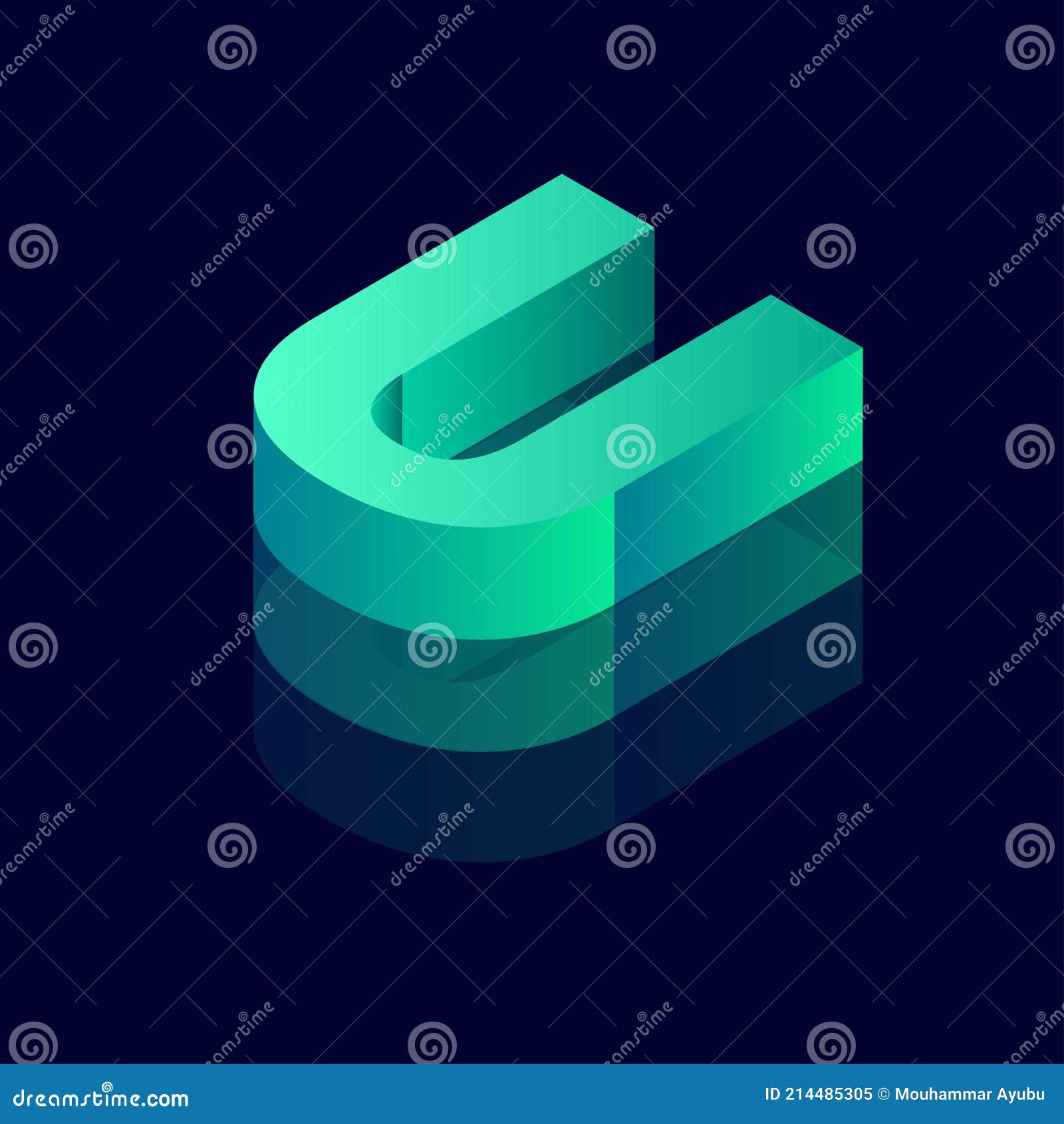 Isometric Letter U. Letter U Stock Vector - Illustration of isometric ...
