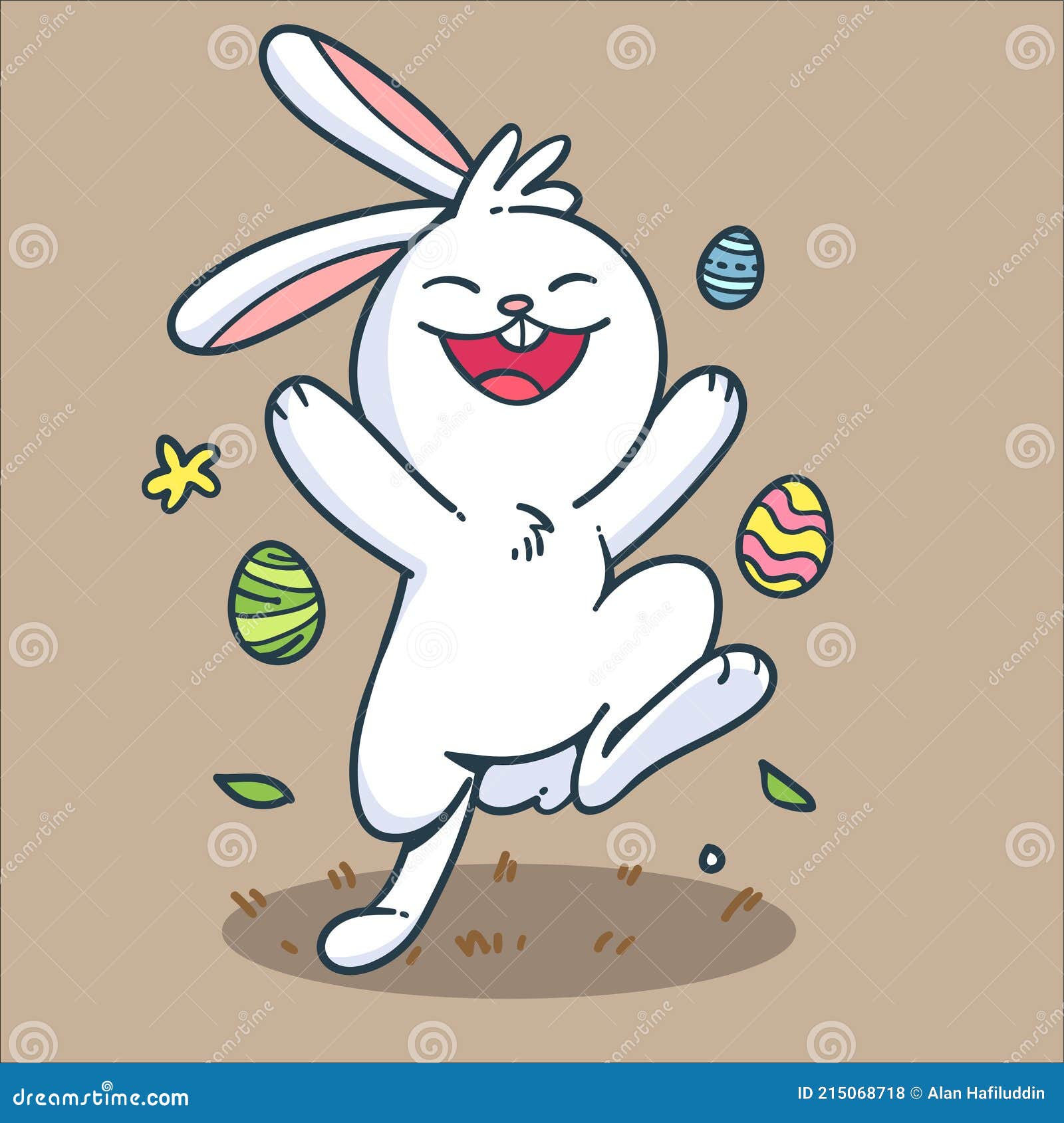 Happy Easter Day and Rabbit Vector Design Stock Vector - Illustration ...