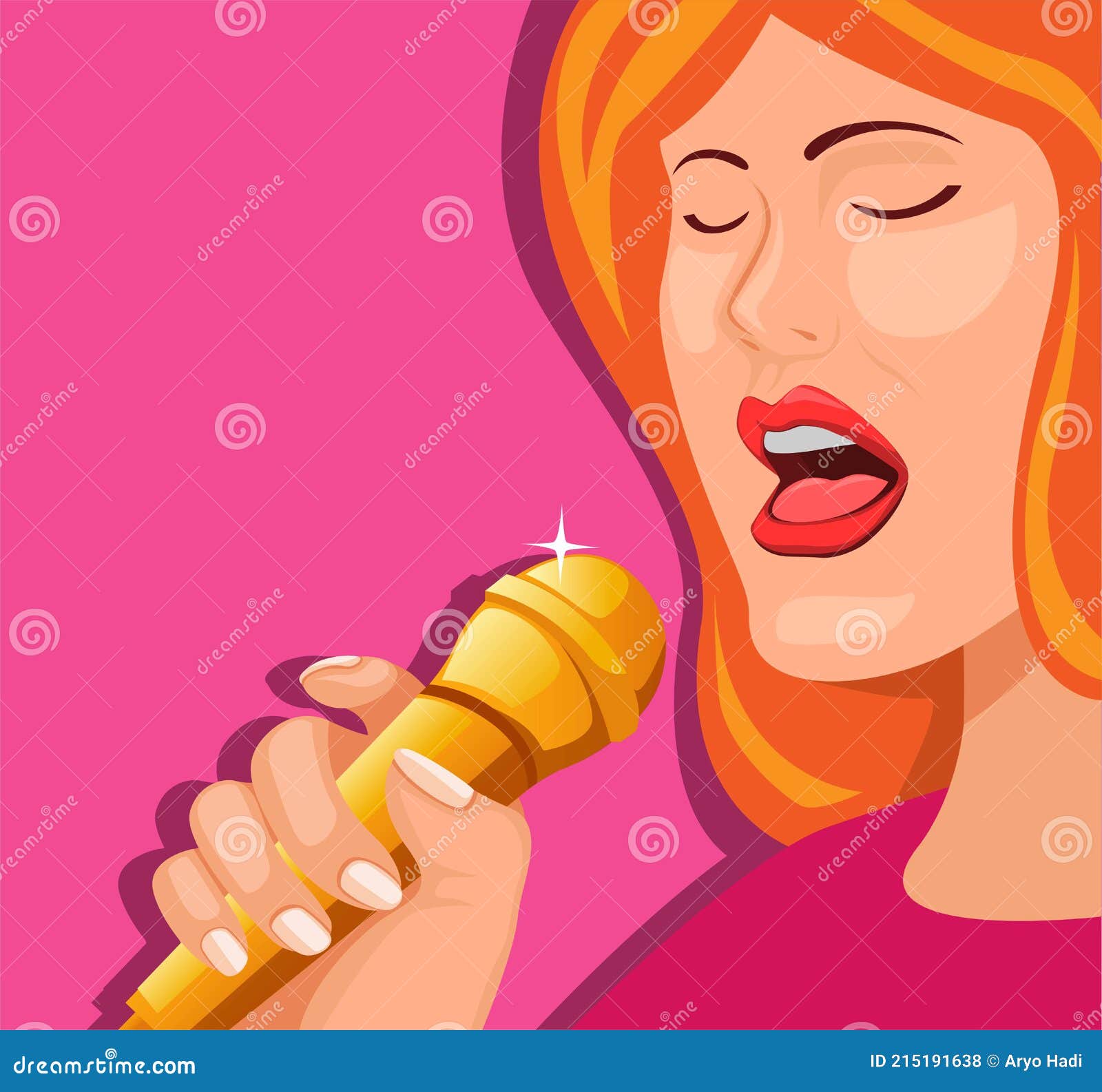Woman Holding Microphone Singing, Singer Artist Symbol Concept in ...