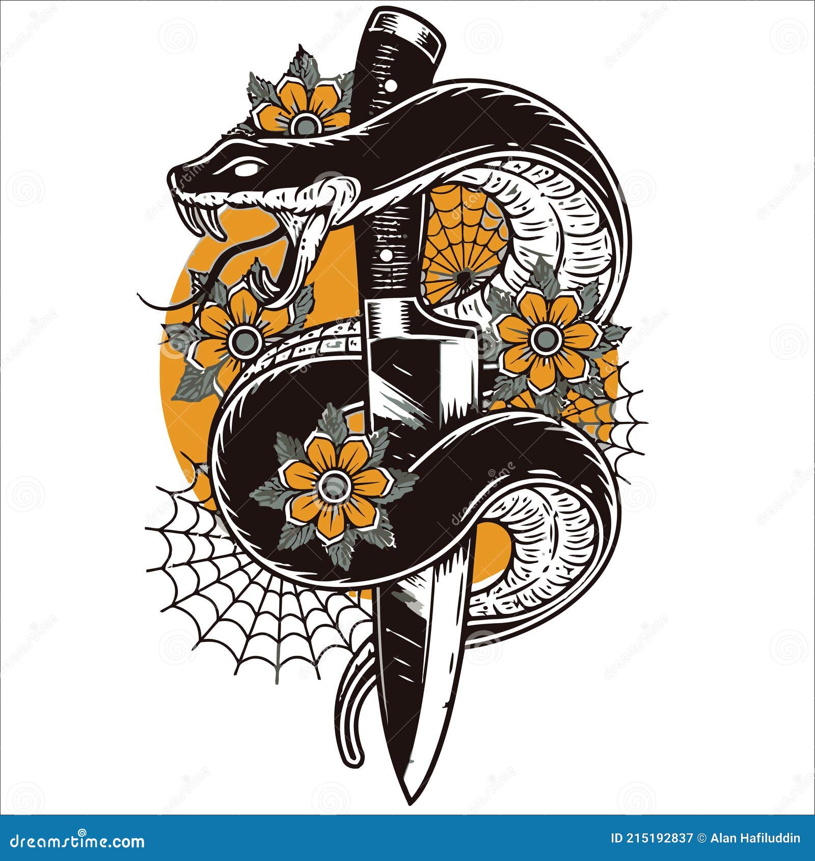 Snake Coiled With Cross Symbol. Danger Symbol, Flat Design Cartoon ...
