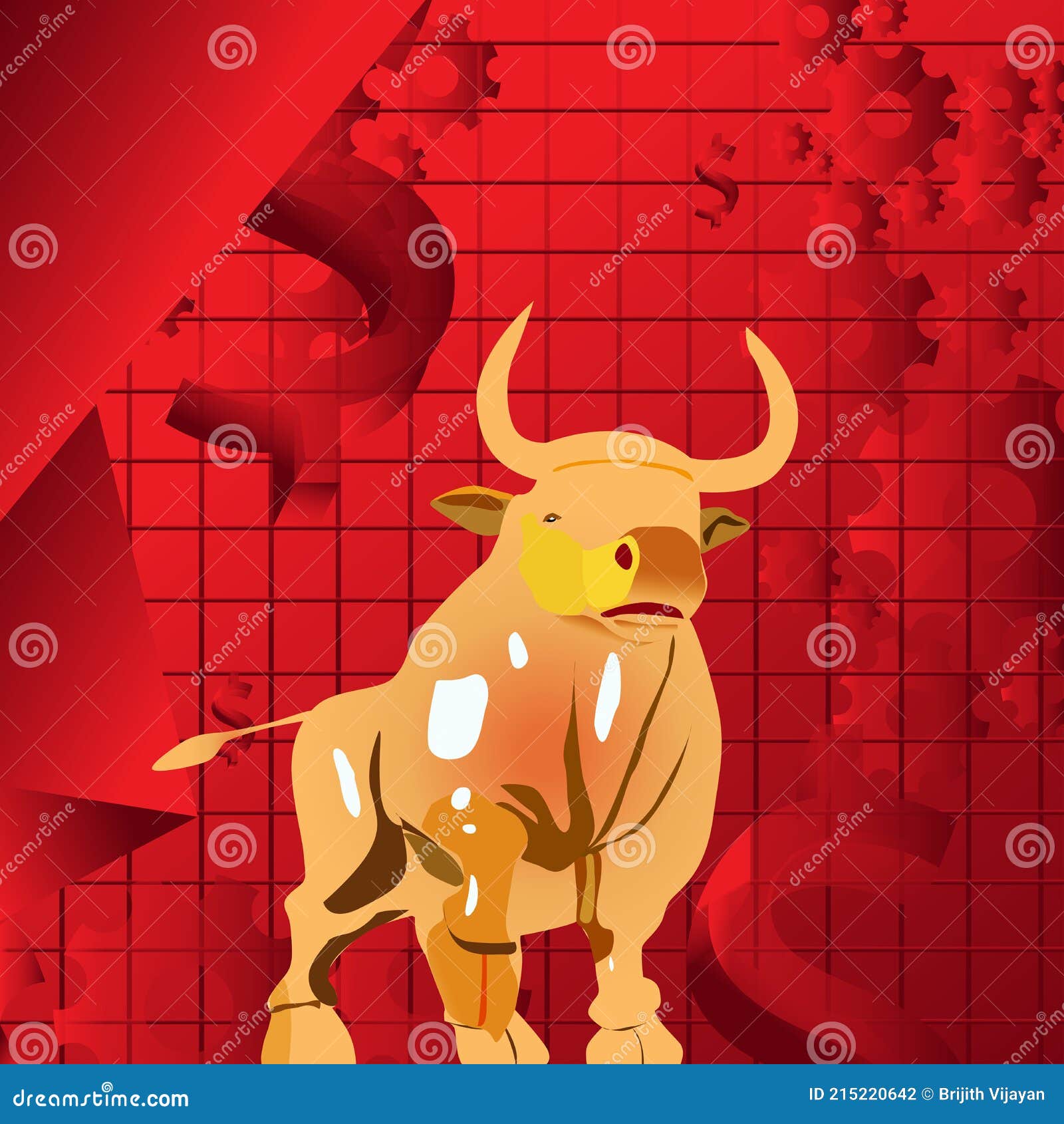 Trading and Investing Financial Symbol with Bull Stock Vector ...