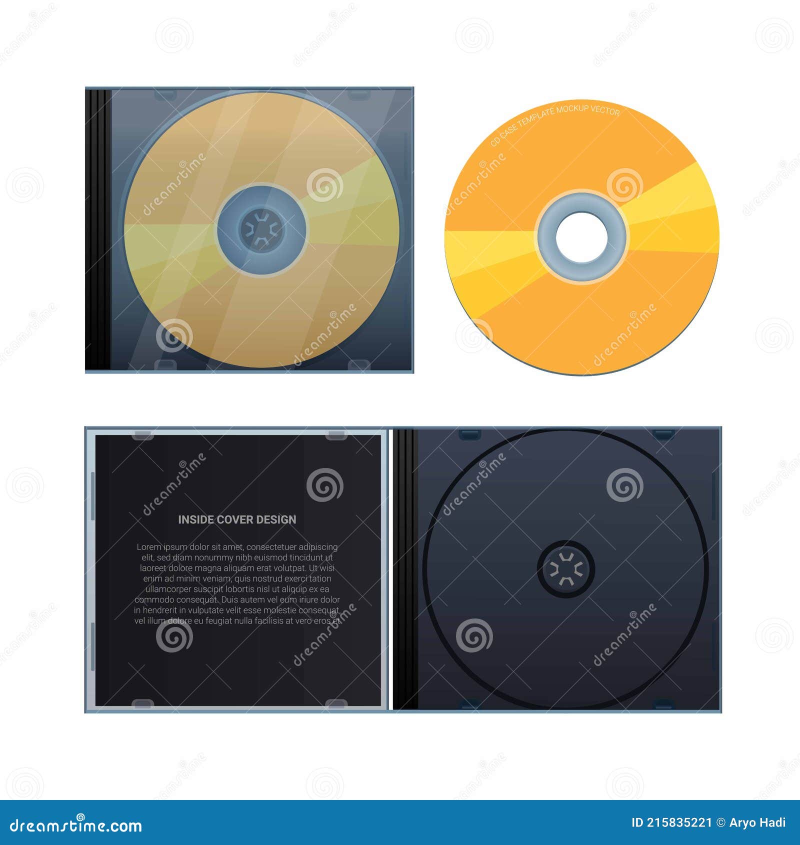 Cd Case Mockup Template Set Concept Realistic Illustration Vector Stock ...