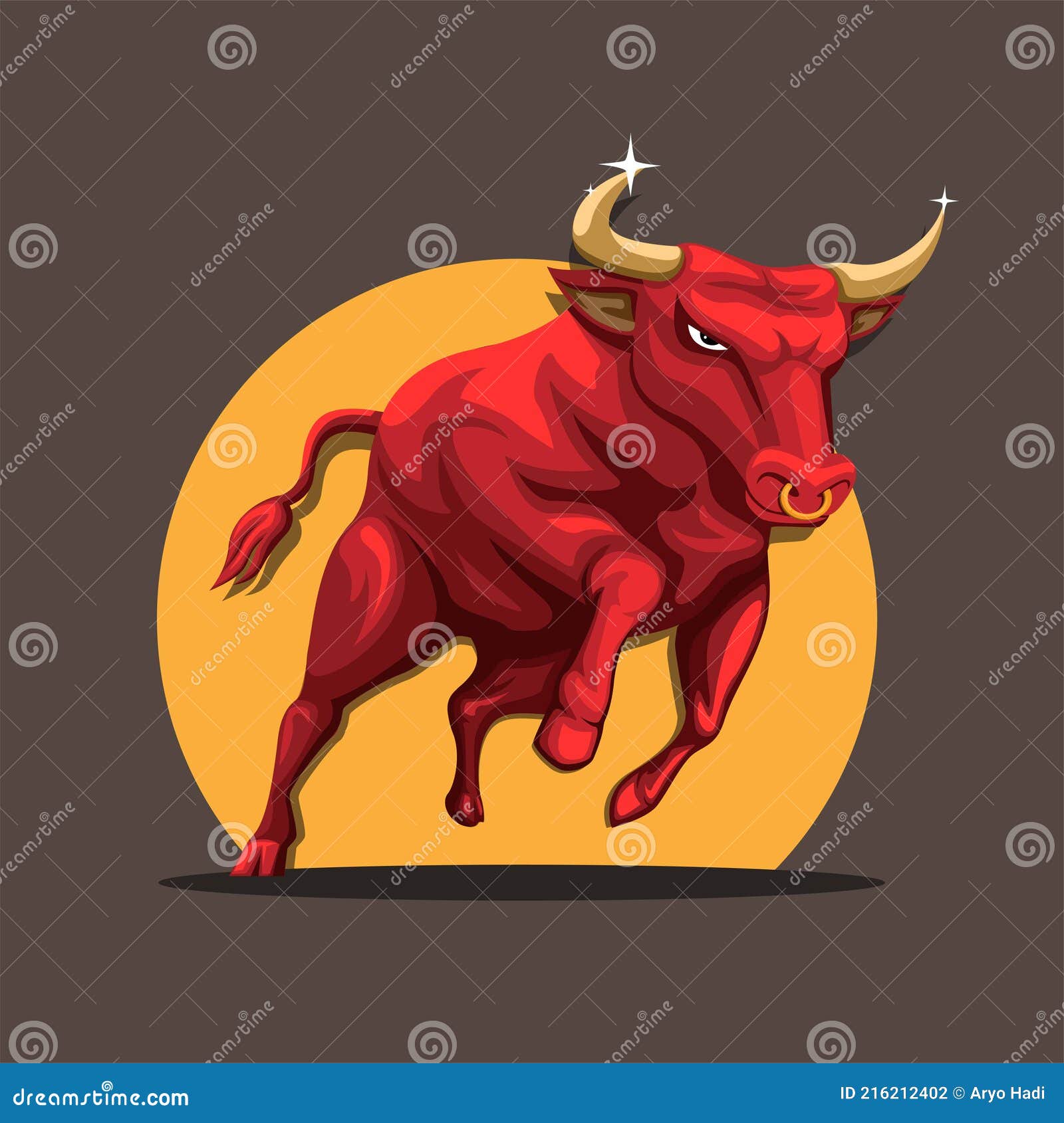 Red Buffalo Running. Mascot Symbol for Matador or Taurus Zodiac Concept ...