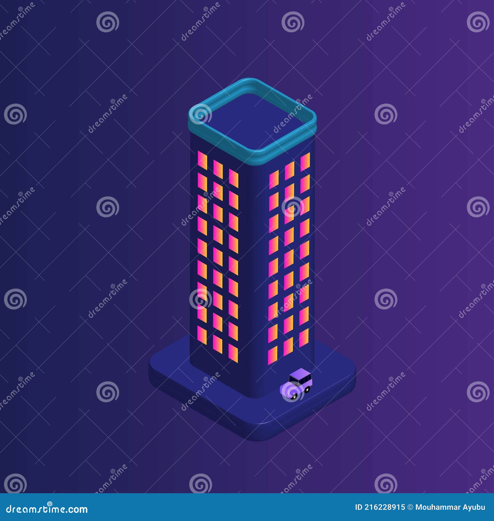 Ä°sometric Futuristic Flat Simple Building Stock Vector - Illustration ...