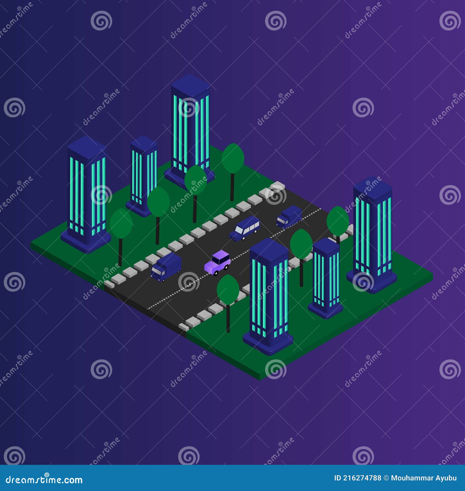 Vector Isometric Futuristic New City Stock Vector - Illustration of ...