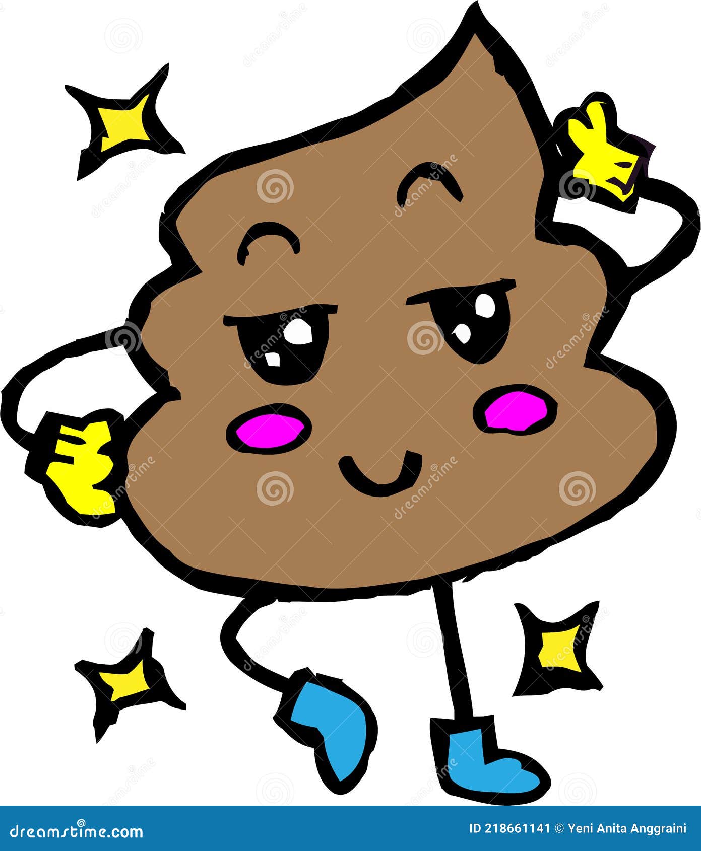 Handsome Poop Cute Cartoon Sketch Concept Stock Vector - Illustration ...