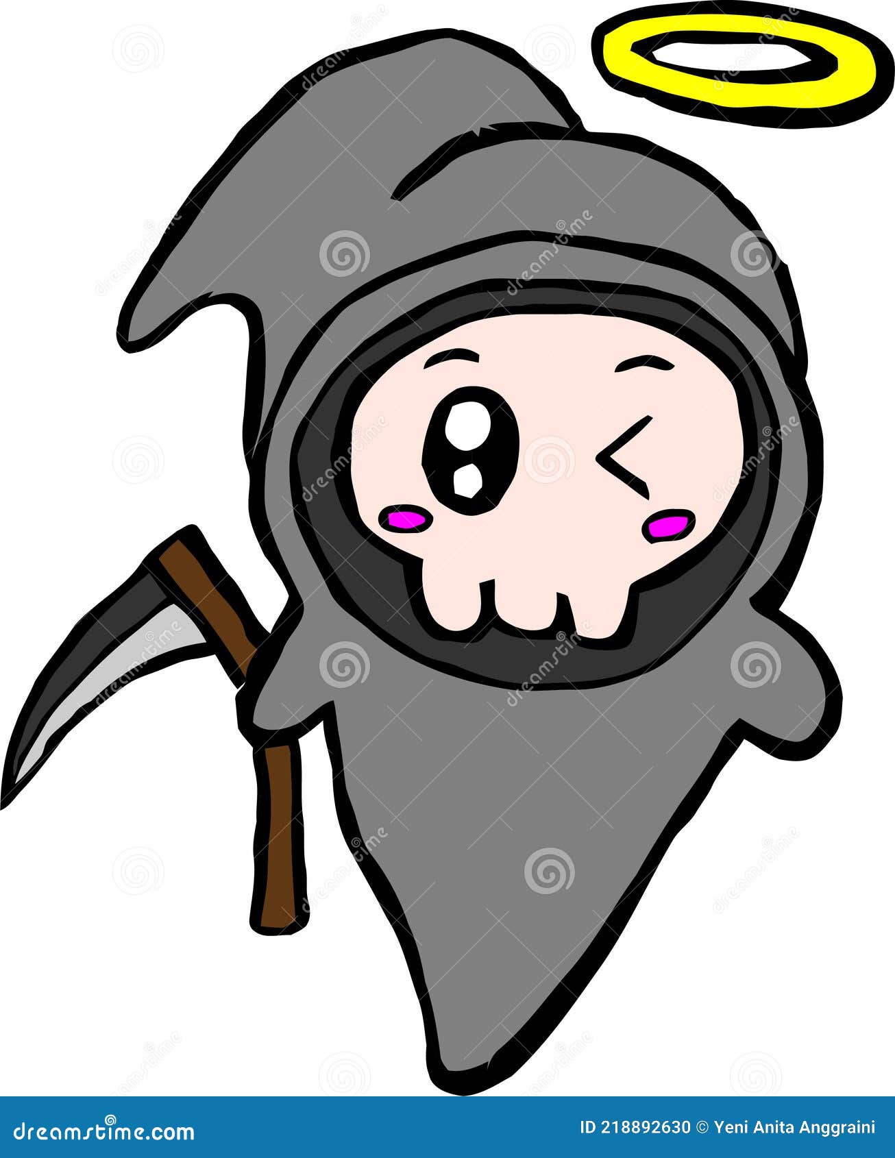 Very Cute Death Anggel stock vector. Illustration of logo - 218892630