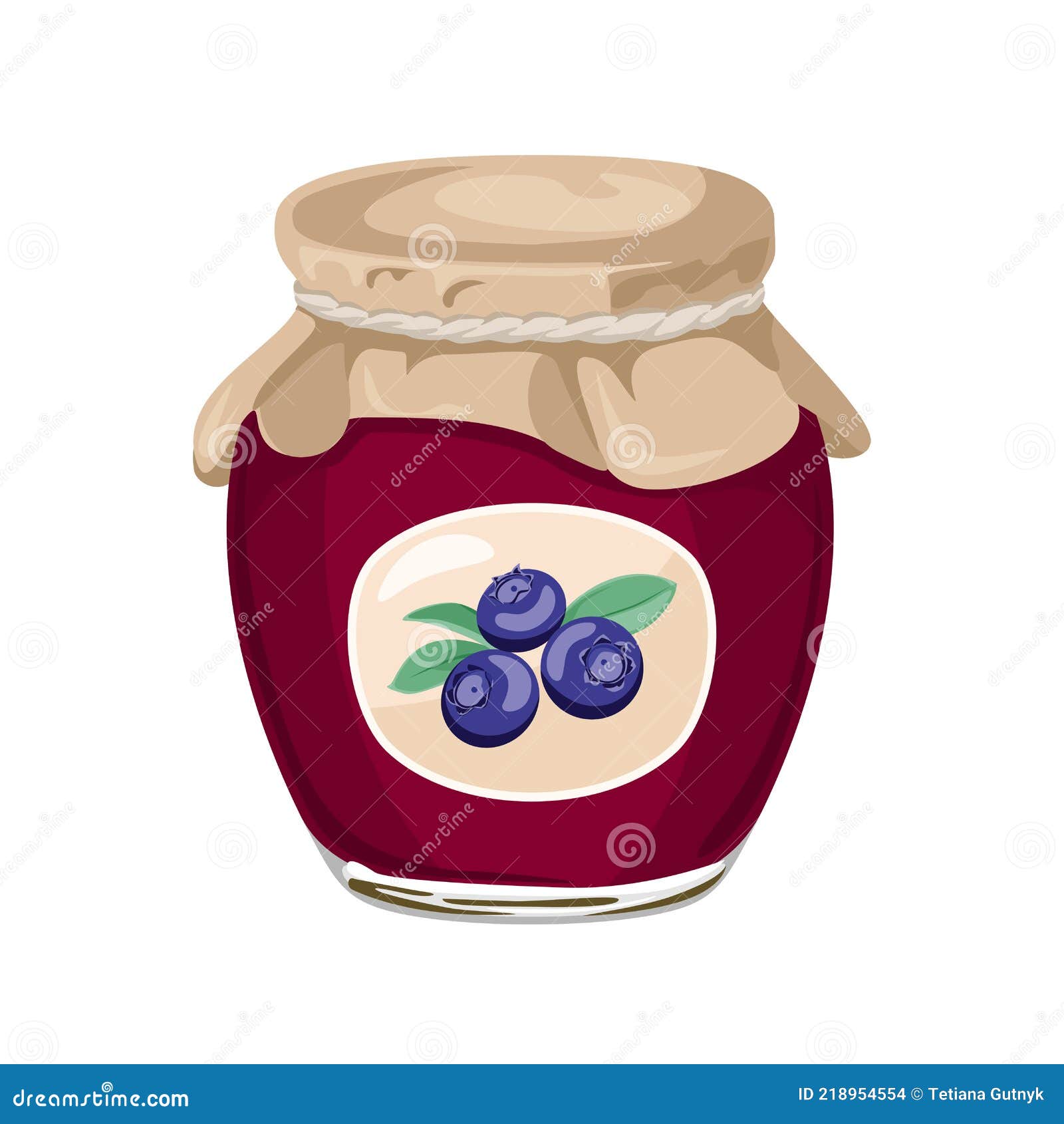 Blueberry Jam in Glass Jar Vector Cartoon Icon. Stock Vector ...