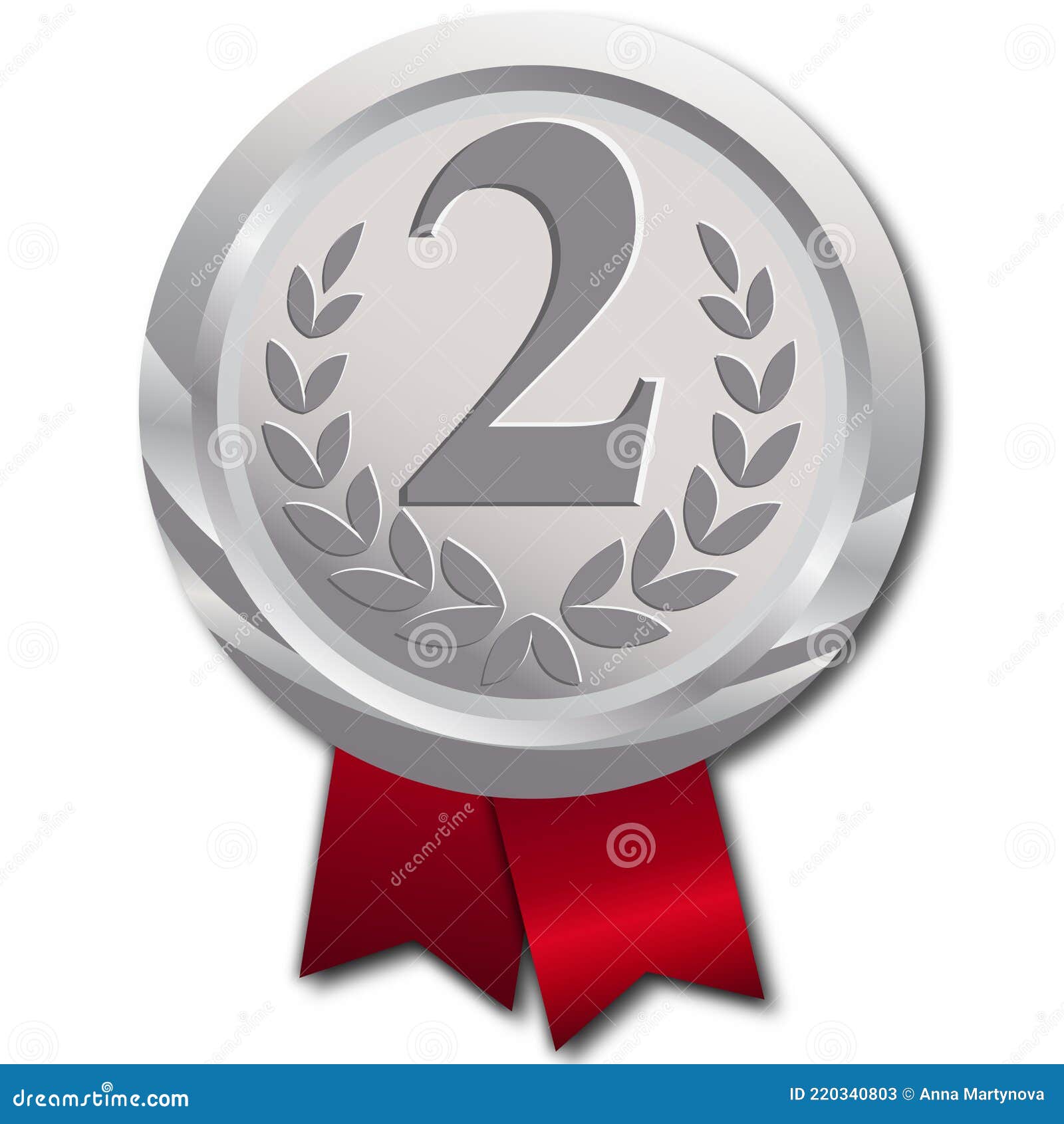 Champion Silver Medal Template with Red Ribbon. Stock Vector ...